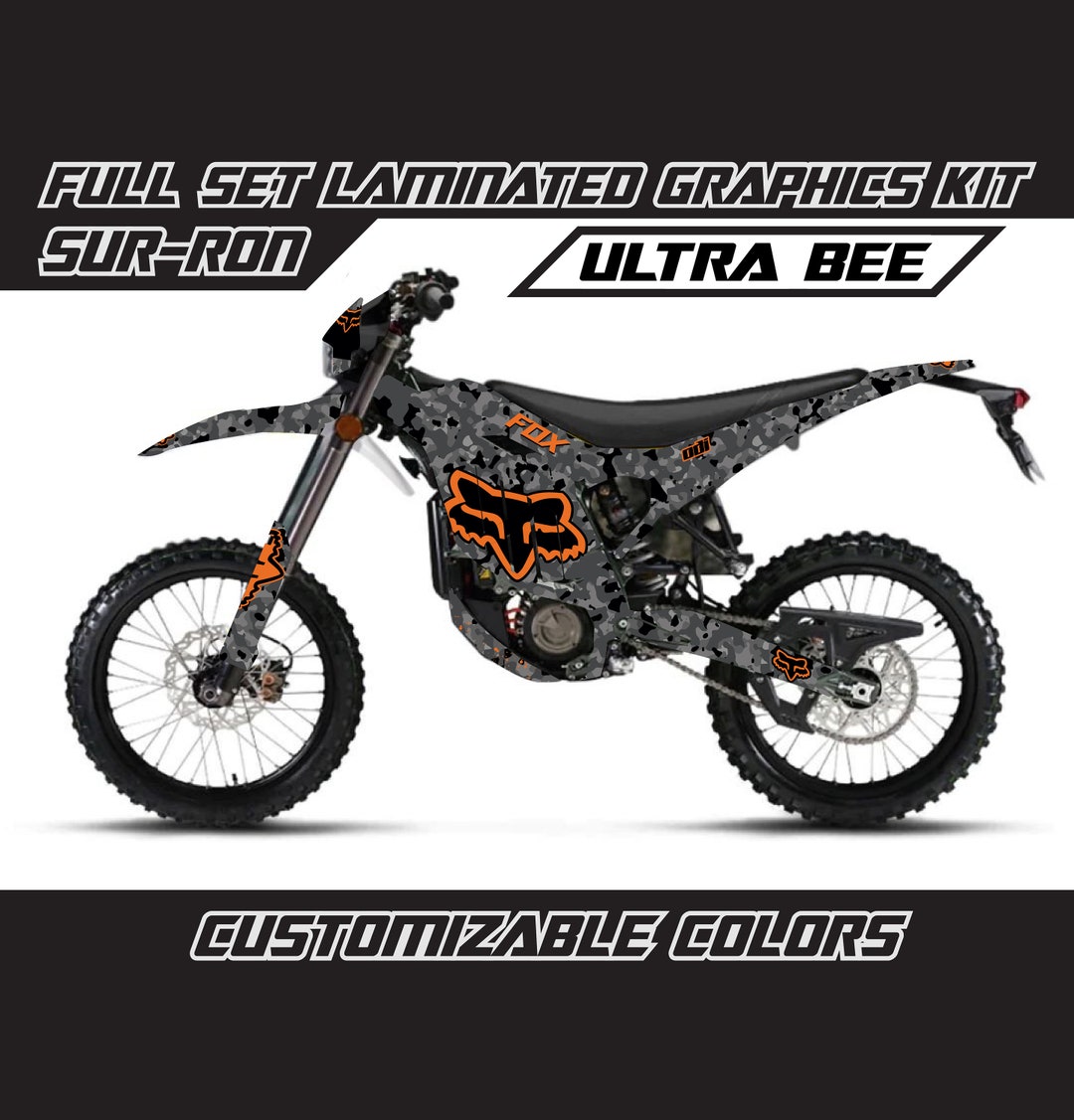 Sur Ron ULTRA BEE Fox Orange Camo Full Graphics Kit Gloss or Matte ...