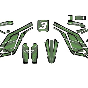 SUR RON Cartoon Animated Style Army Green Khaki Full Graphics Kit Gloss ...