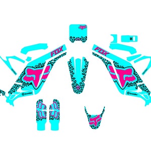 SUR RON Fox Fluorescent Electric Pink Leopard Cheetah Full Graphics Kit ...