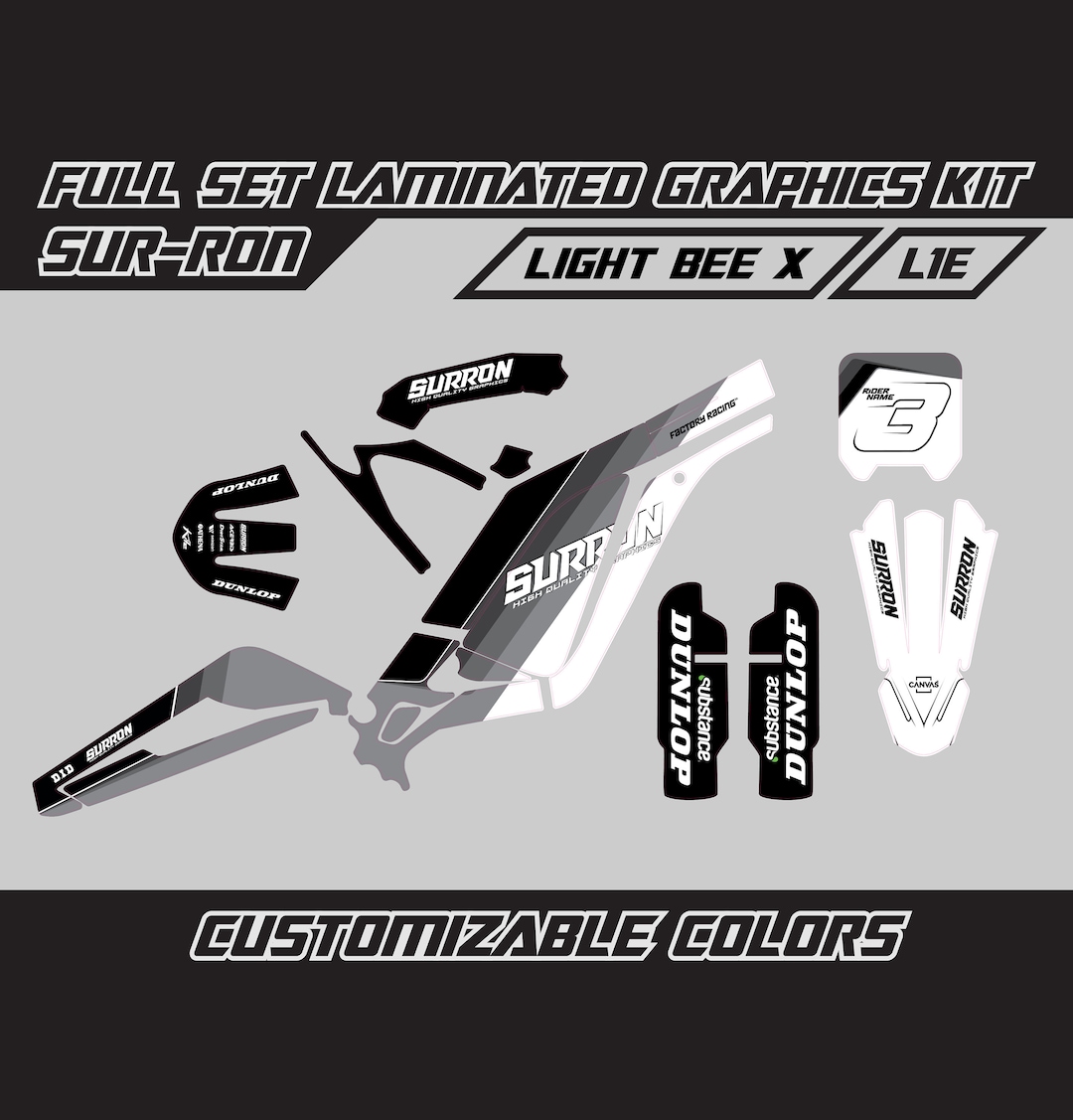 SUR RON Motocross White Full Graphics Kit Gloss or Matte Surron ...