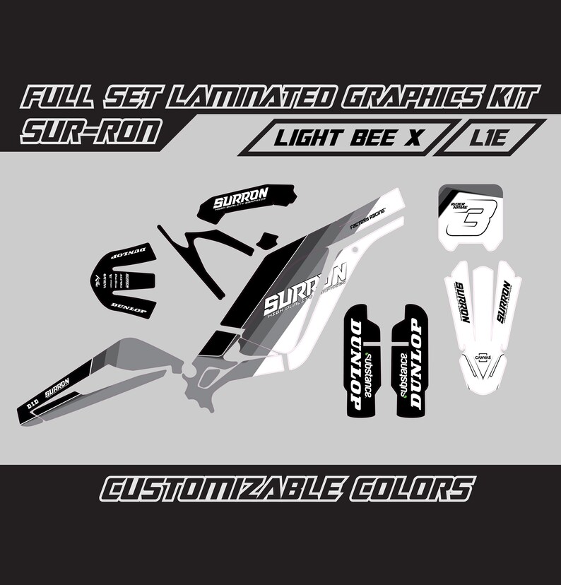 SUR RON Motocross White Full Graphics Kit Gloss or Matte Surron ...