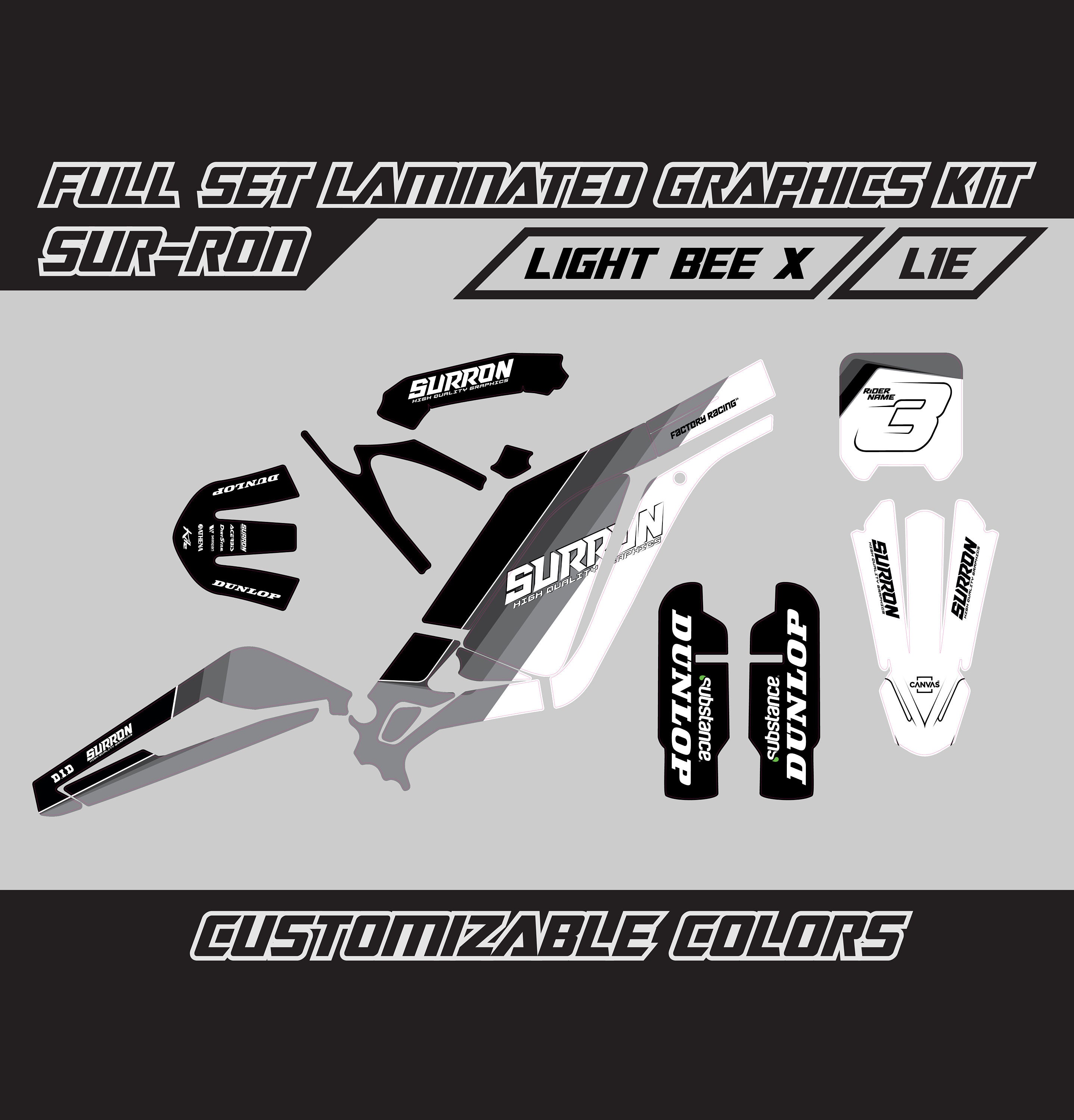 SUR RON Motocross White Full Graphics Kit Gloss or Matte Surron ...
