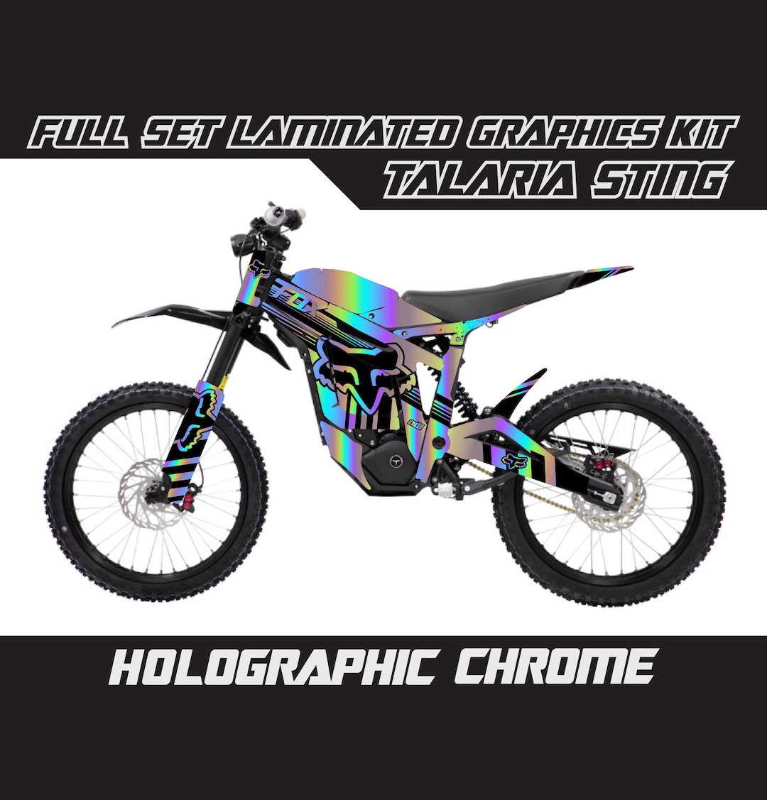 TALARIA STING Graphics Kit - Holographic Chrome Fox Black Full Sticker ...