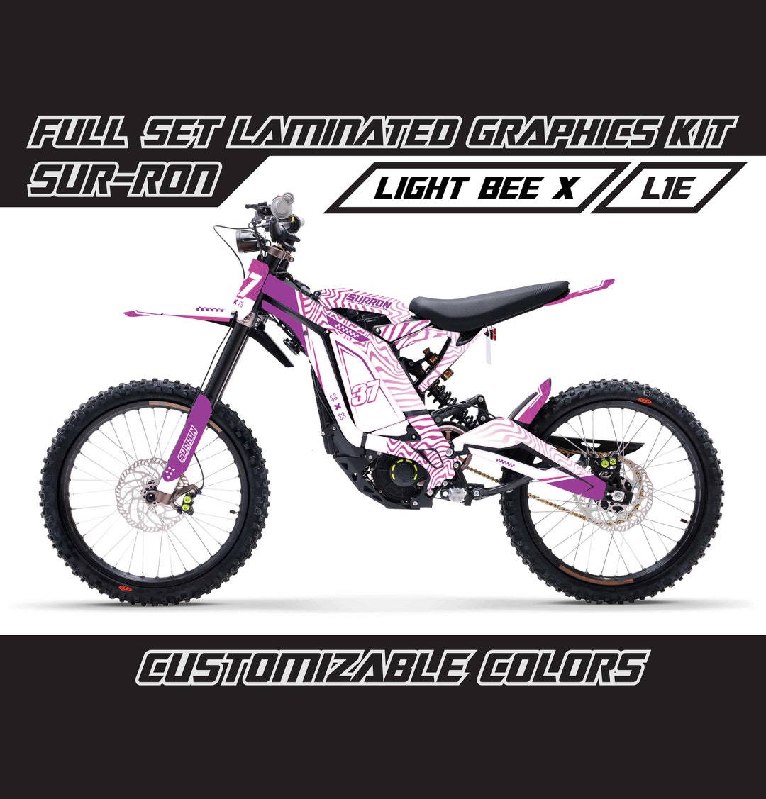 SUR RON Motocross White Purple Full Graphics Kit Gloss or Matte Surron ...