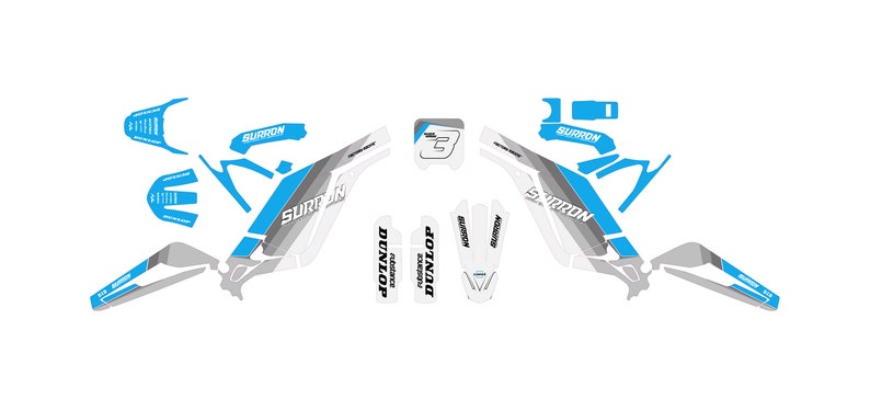 SUR RON Lines Sky Blue Gray Full Graphics Kit Gloss or Matte Surron ...