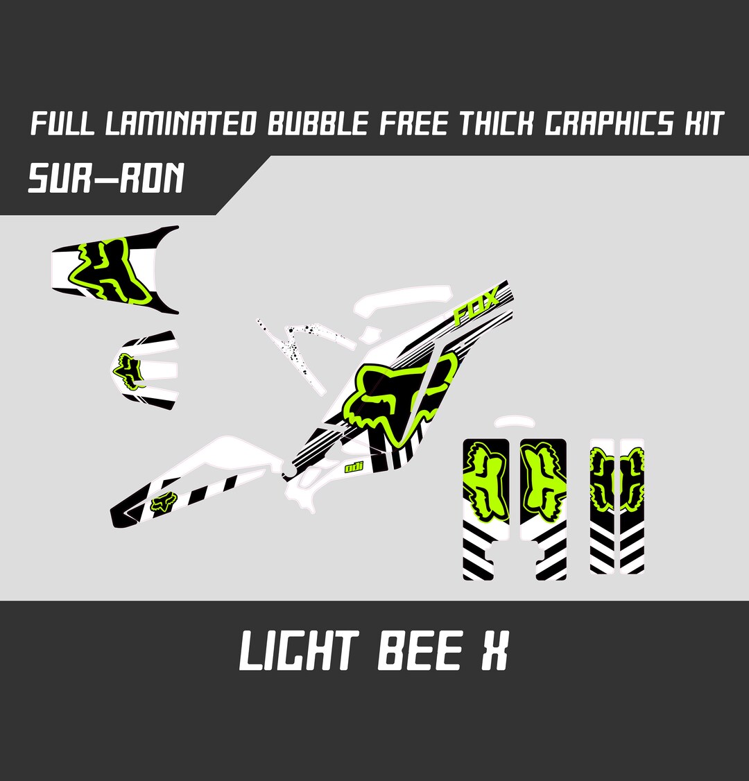 SUR RON Fox Fluo Full Graphics Kit Gloss or Matte Surron Laminated ...