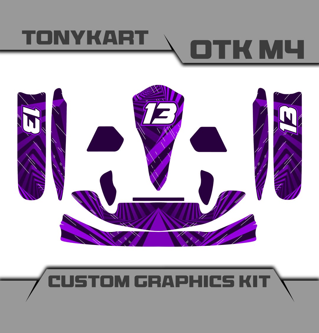 Tony Kart OTK M4 Custom Racing Violet Lines Full Graphics Kit Gloss or ...