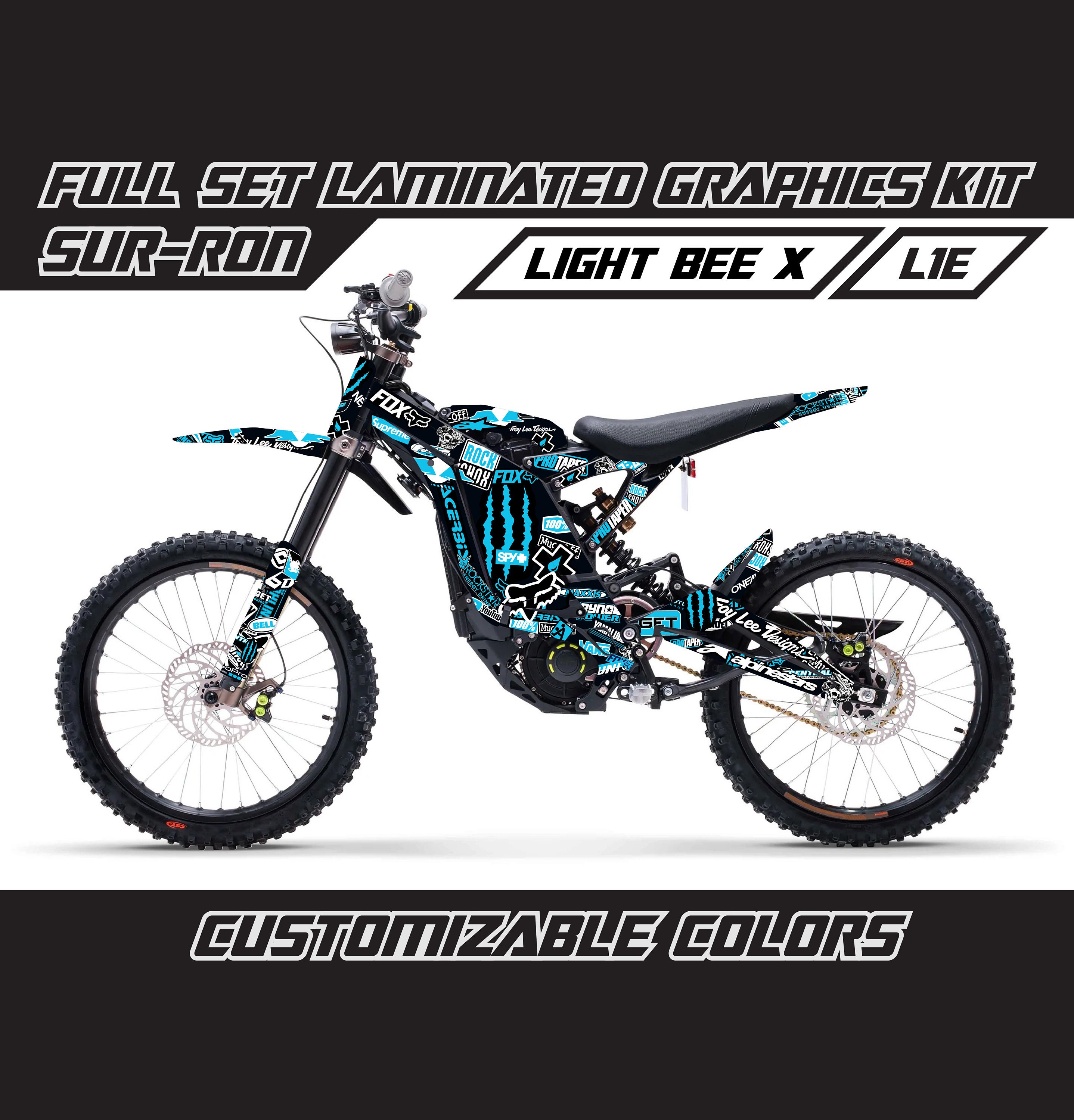 SUR RON Light Bee X Stickerbomb Sky Blue Full Graphics Kit Gloss or ...