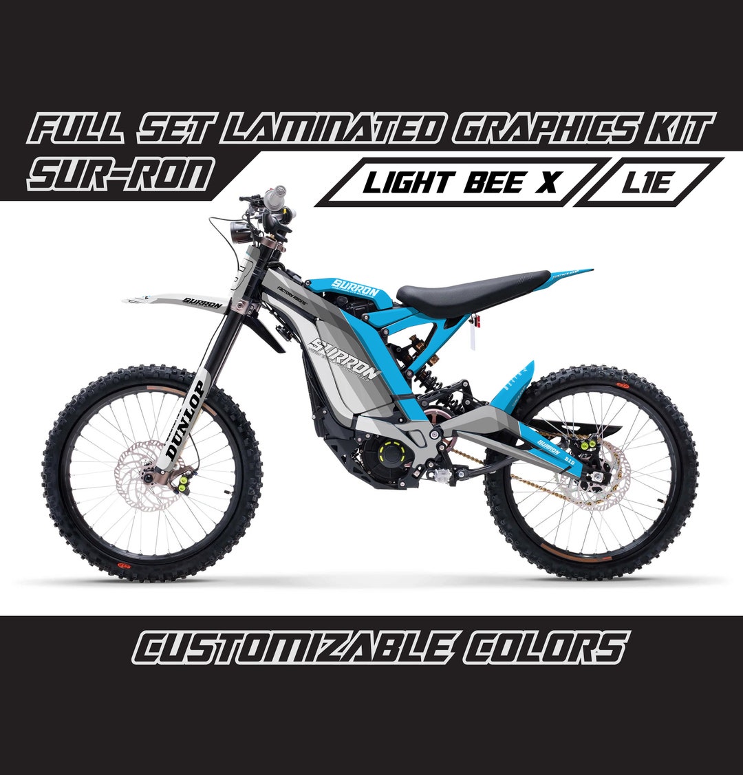 SUR RON Lines Sky Blue Gray Full Graphics Kit Gloss or Matte Surron ...