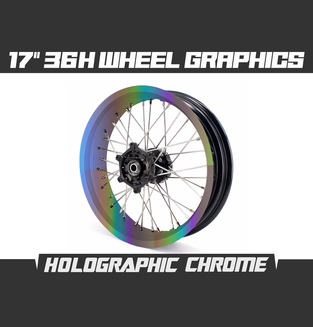 Wheel 17" 36H Rim Graphics Kit - Holographic Chrome Full Style ...