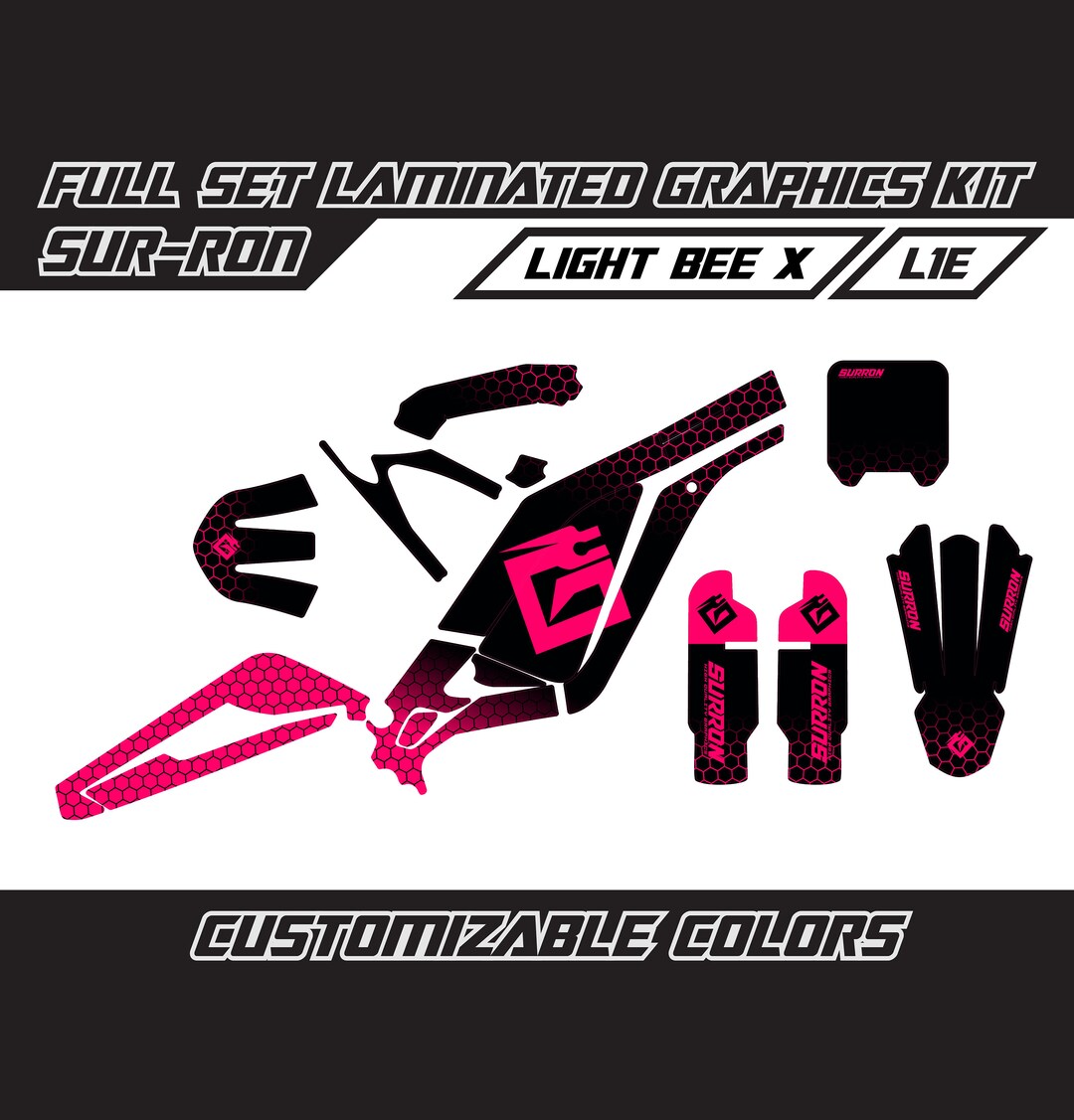 SUR RON Original Hot Pink Comb Full Graphics Kit Gloss or Matte Surron ...