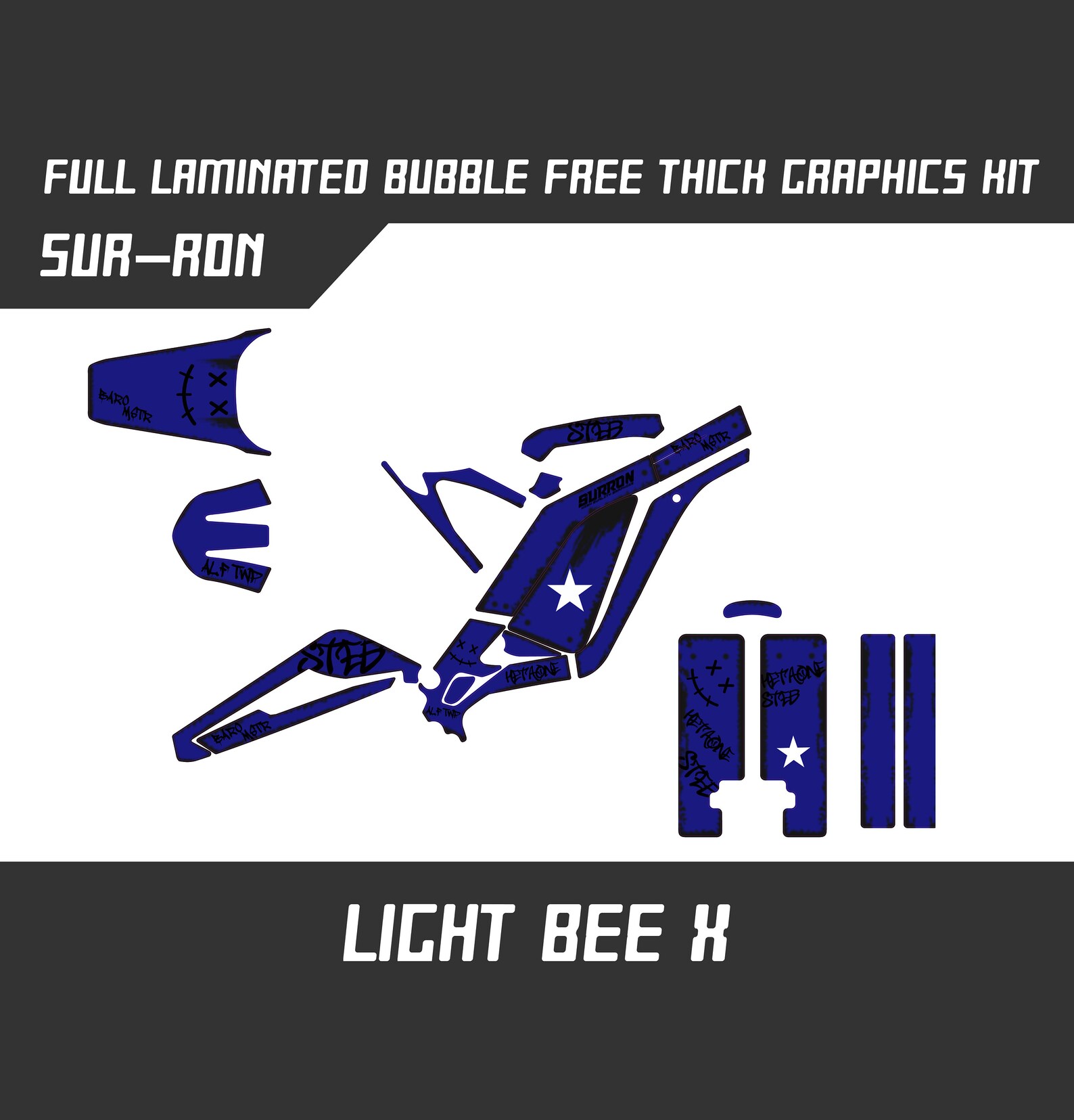 SUR RON Navy Blue Full Graphics Kit Gloss or Matte Surron Laminated ...