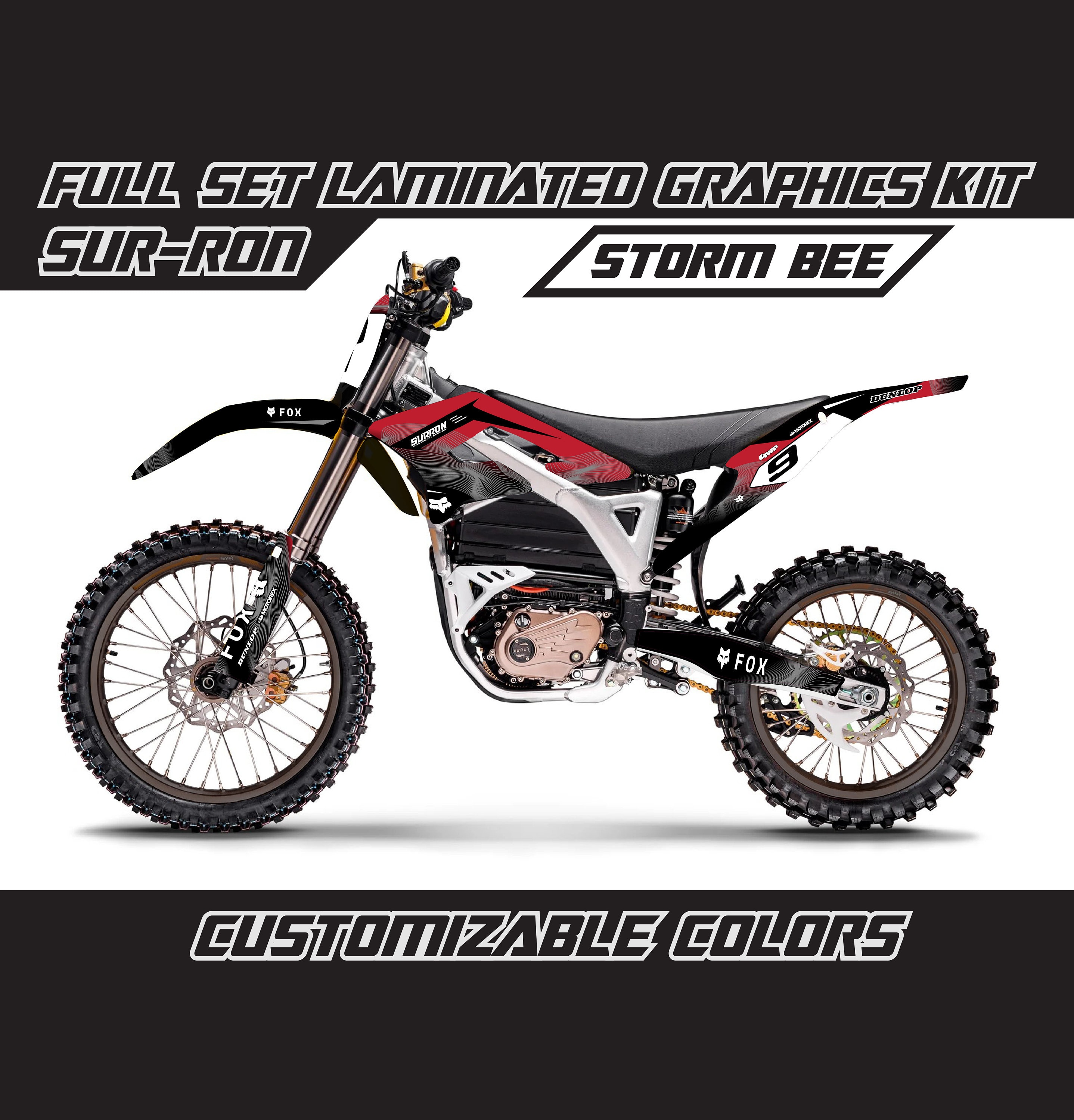 SURRON STORM BEE Red Gray Full Graphics Kit Gloss or Matte Sur Ron ...