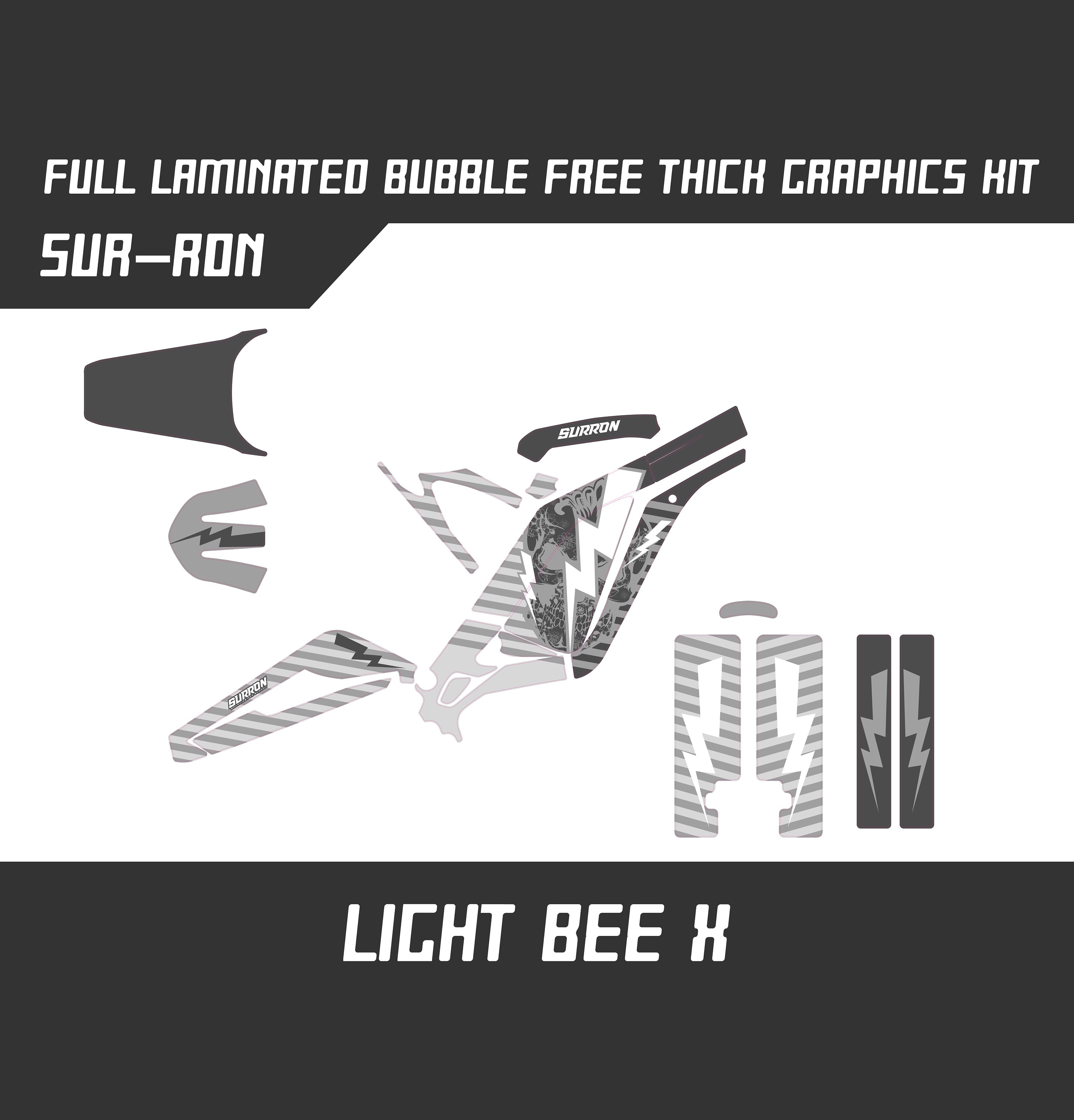 SUR RON Gray Full Graphics Kit Gloss or Matte Laminated Bubble - Etsy