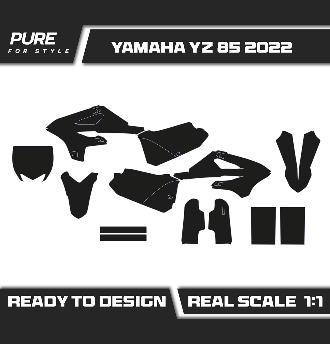 Vector Graphics Template for YAMAHA YZ85 2022 Custom Cut File Plastics ...