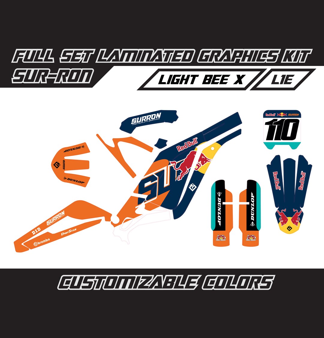 SUR RON Ktm MX Bull Full Graphics Kit Gloss or Matte Surron Laminated ...