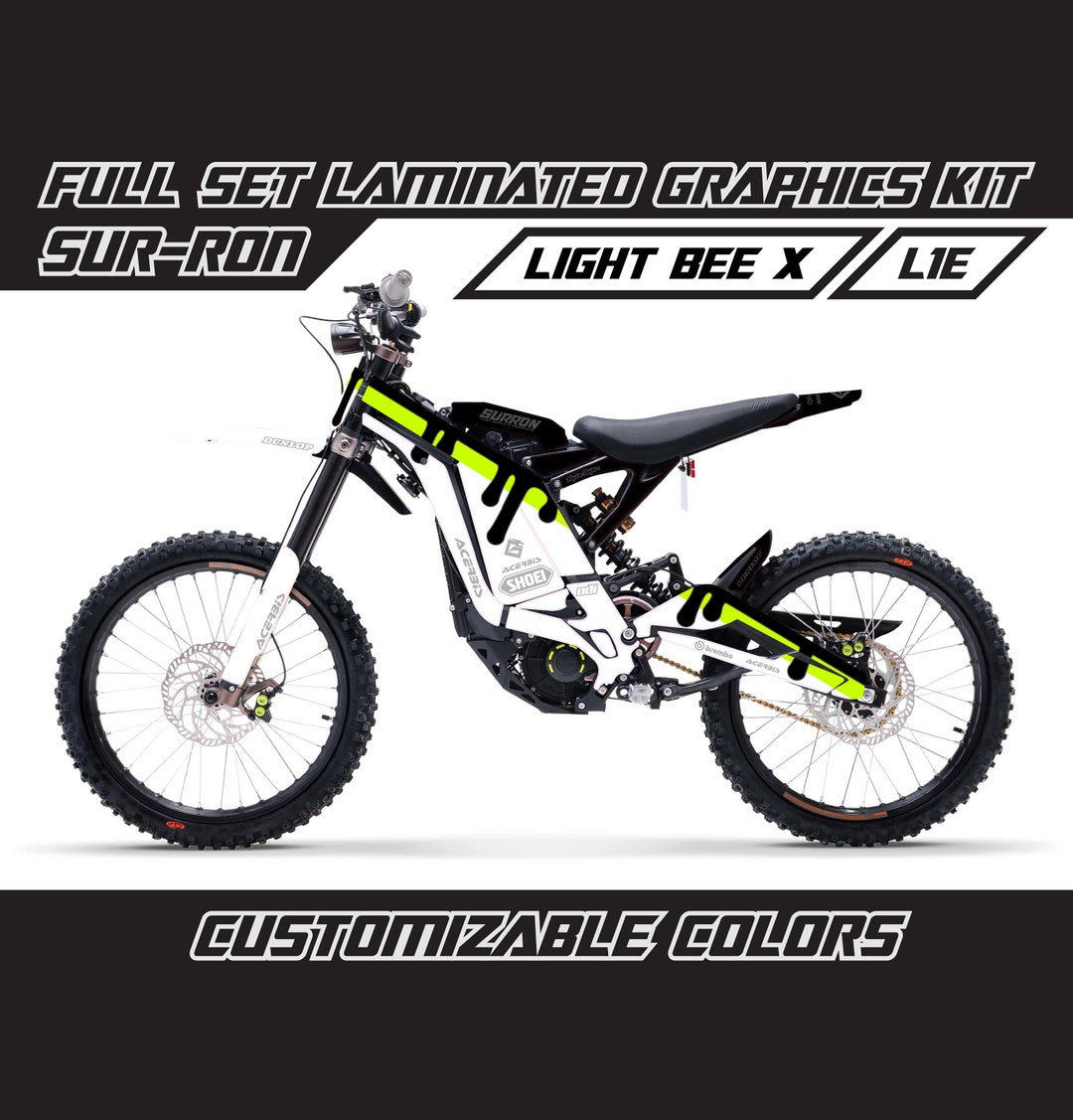SUR RON Drip Style Lime Green Black Sponsors Full Graphics Kit Gloss or ...