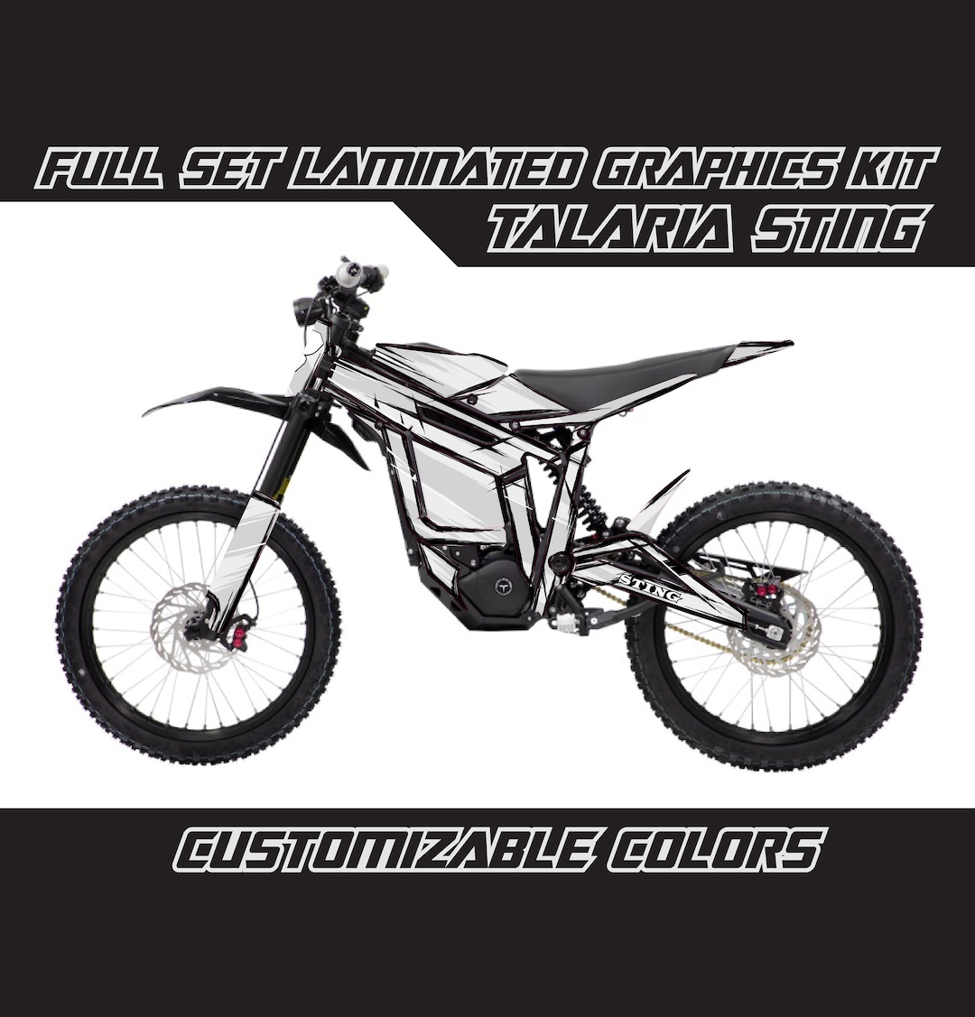 TALARIA STING Cartoon Animated White Gray Full Graphics Kit Gloss or ...