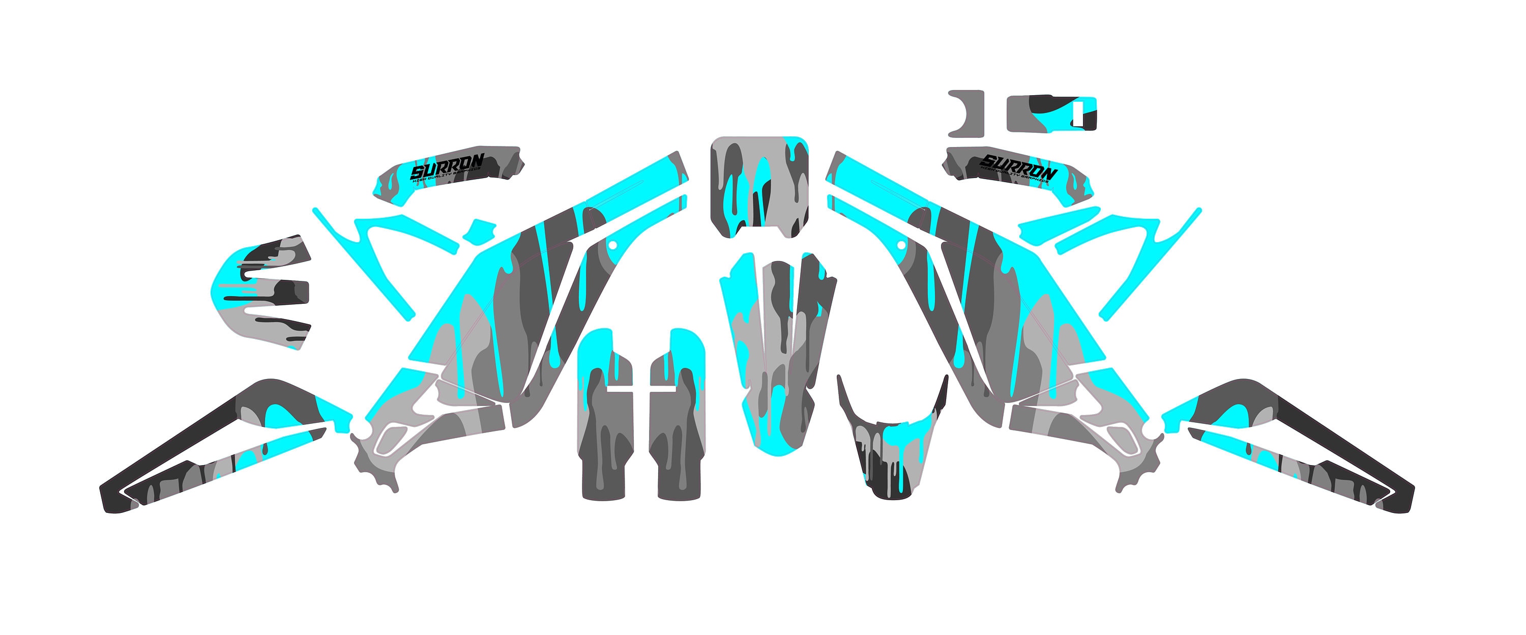 SUR RON Camouflage Paint Drip Electric Blue Gray Full Graphics Kit ...