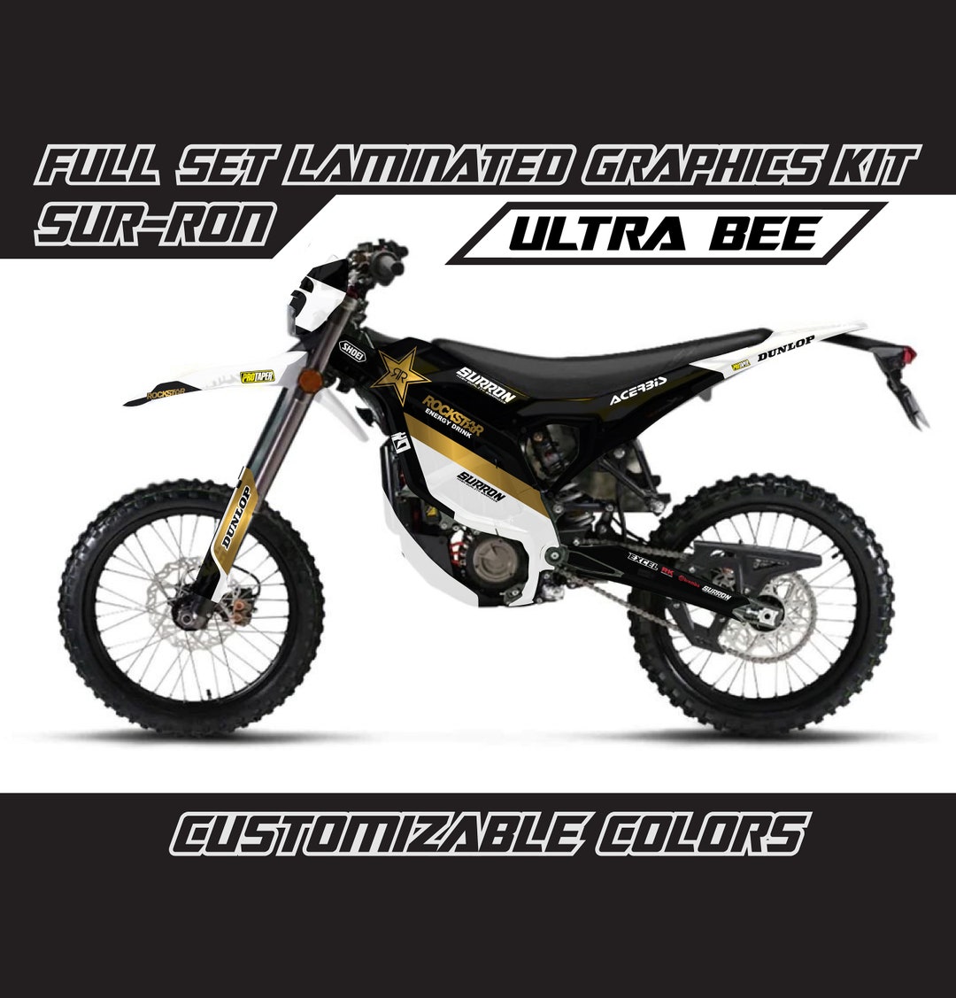 ULTRA BEE Sur Ron Rockstar Energy Gold Full Graphics Kit Gloss or Matte ...