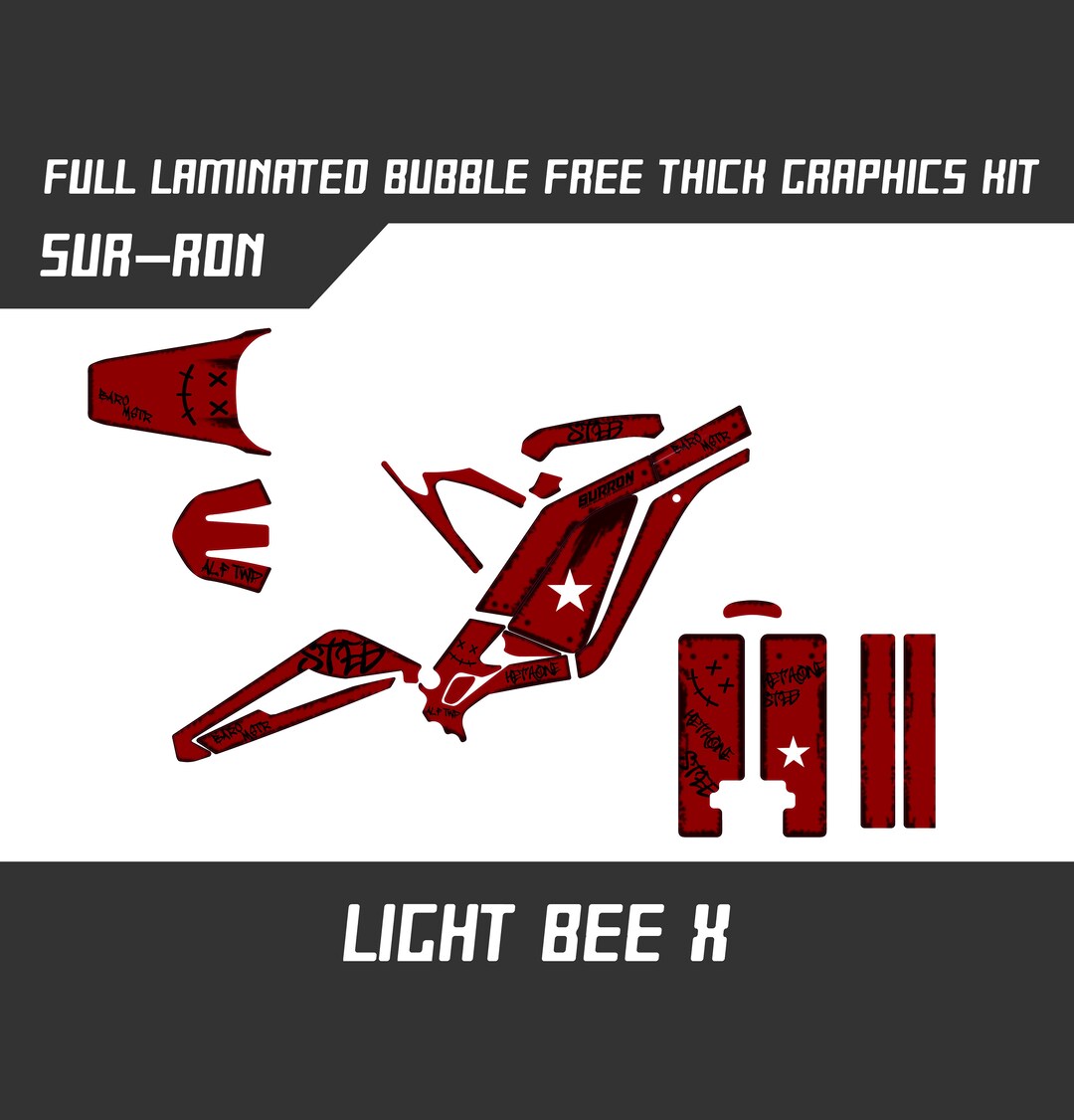 SUR RON Graffiti Red Full Graphics Kit Gloss or Matte Surron Laminated ...