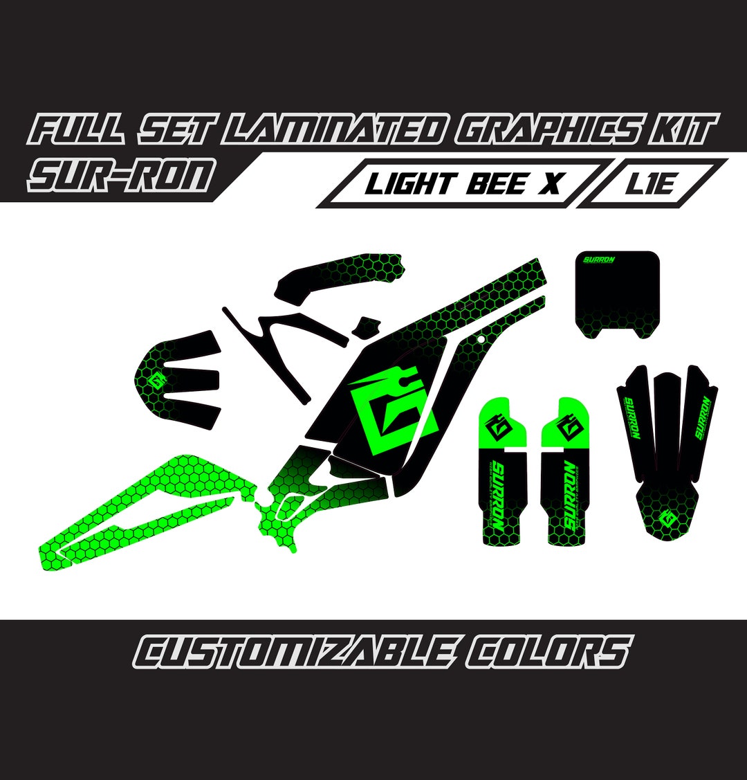 SUR RON Original Green Comb Full Graphics Kit Gloss or Matte Laminated ...