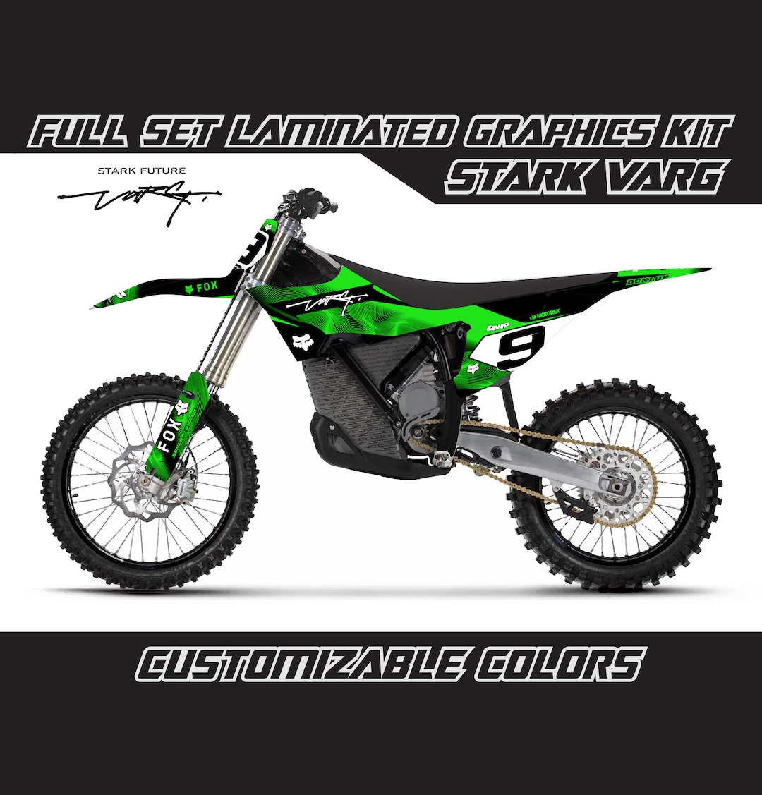 STARK VARG Green Black Full Graphics Kit Gloss or Matte Laminated ...