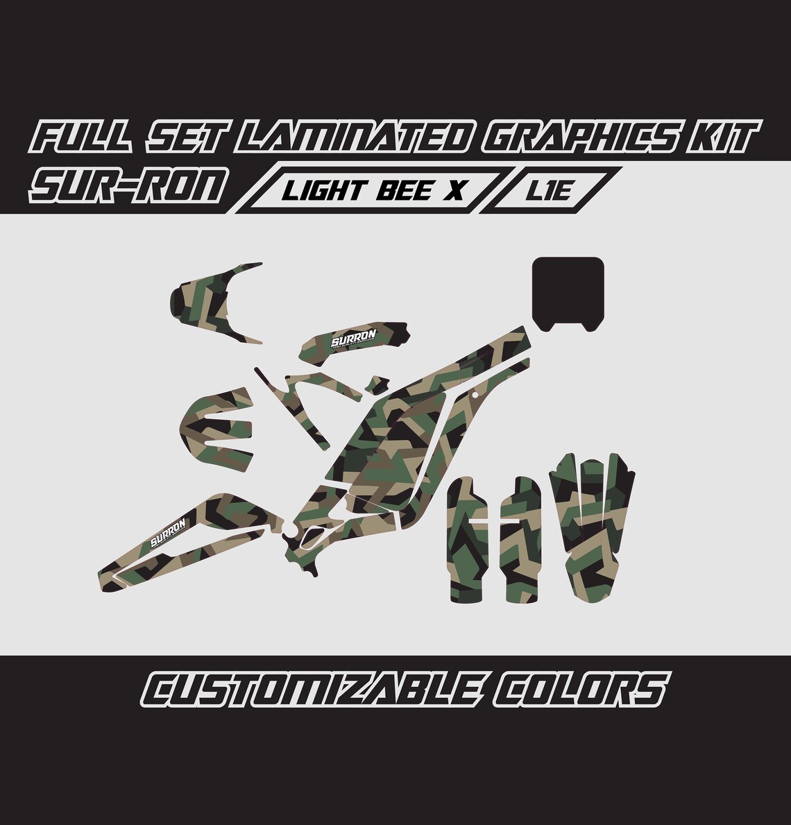 SUR RON Army Camouflage Full Graphics Kit Gloss or Matte Laminated ...