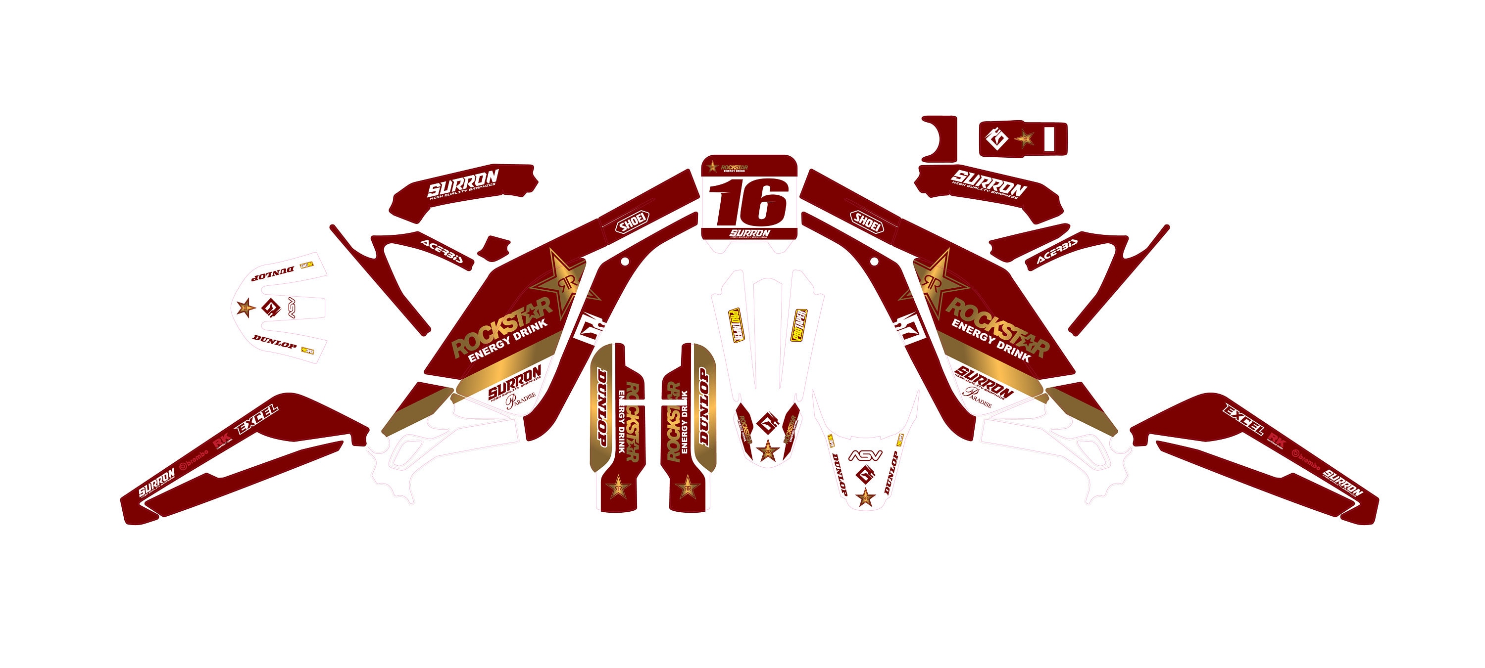 SUR RON Rockstar Energy Red Gold Full Graphics Kit Gloss or - Etsy