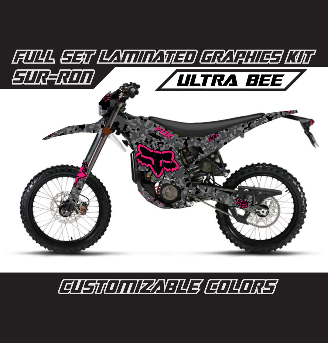 ULTRA BEE Sur Ron Fox Hot Pink Camo Full Graphics Kit Gloss or Matte ...