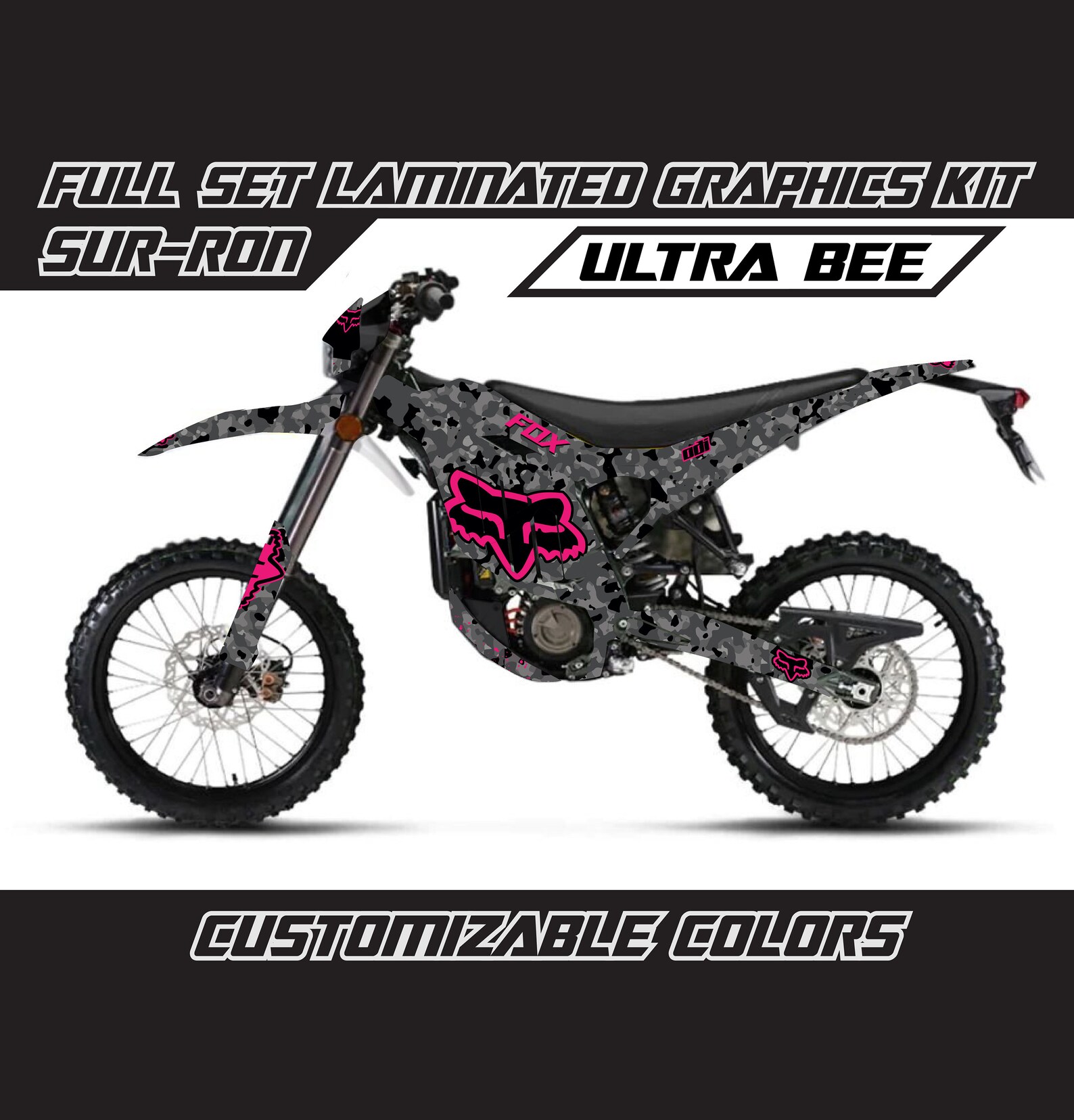ULTRA BEE Sur Ron Fox Hot Pink Camo Full Graphics Kit Gloss or - Etsy