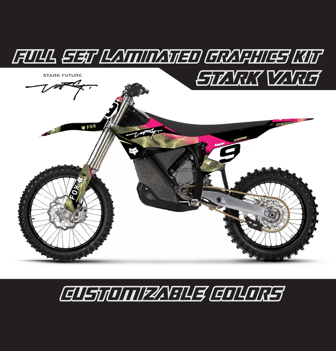 STARK VARG Pink Beige Full Graphics Kit Gloss or Matte Laminated Bubble ...