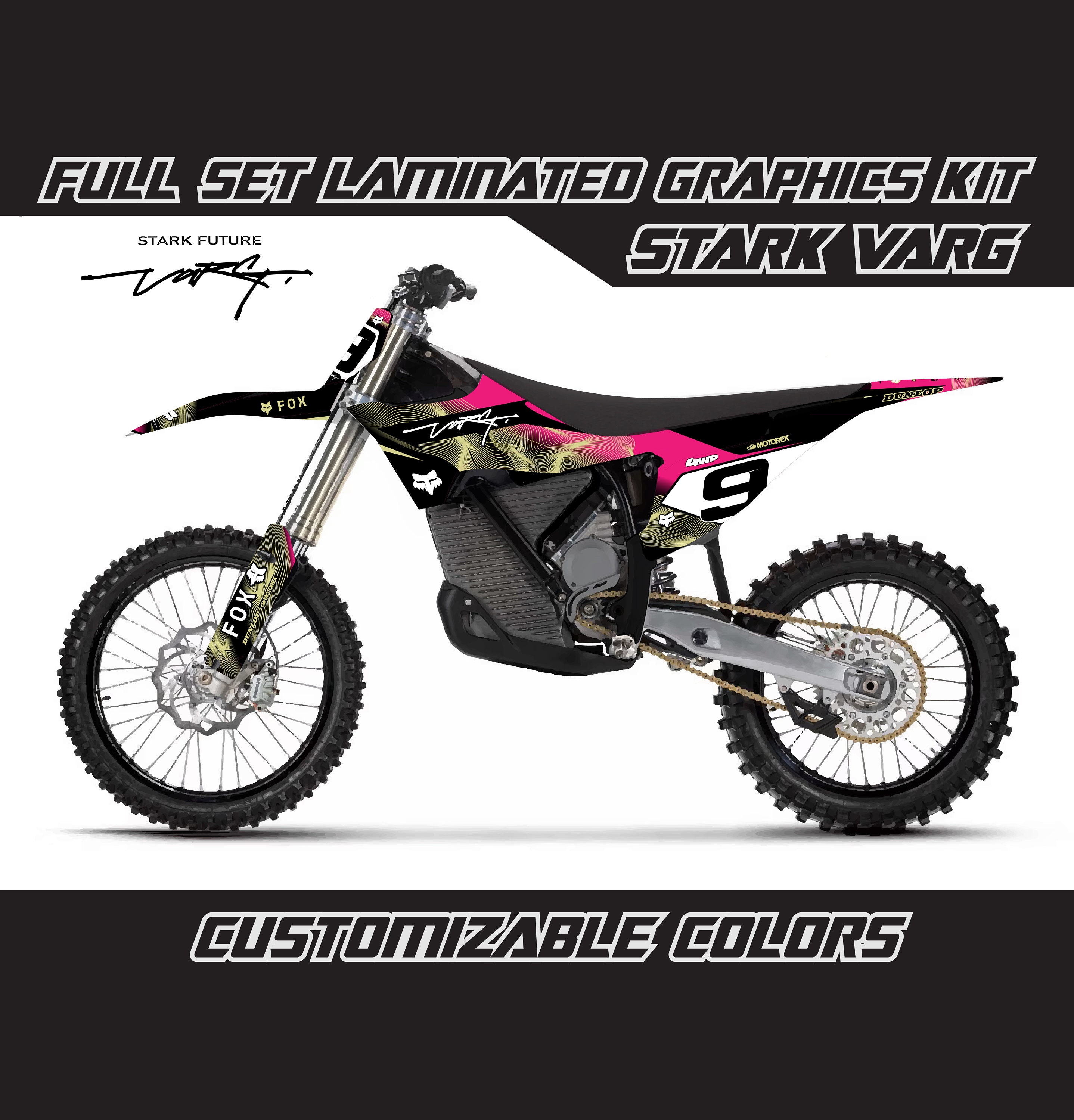STARK VARG Pink Beige Full Graphics Kit Gloss or Matte Laminated Bubble ...