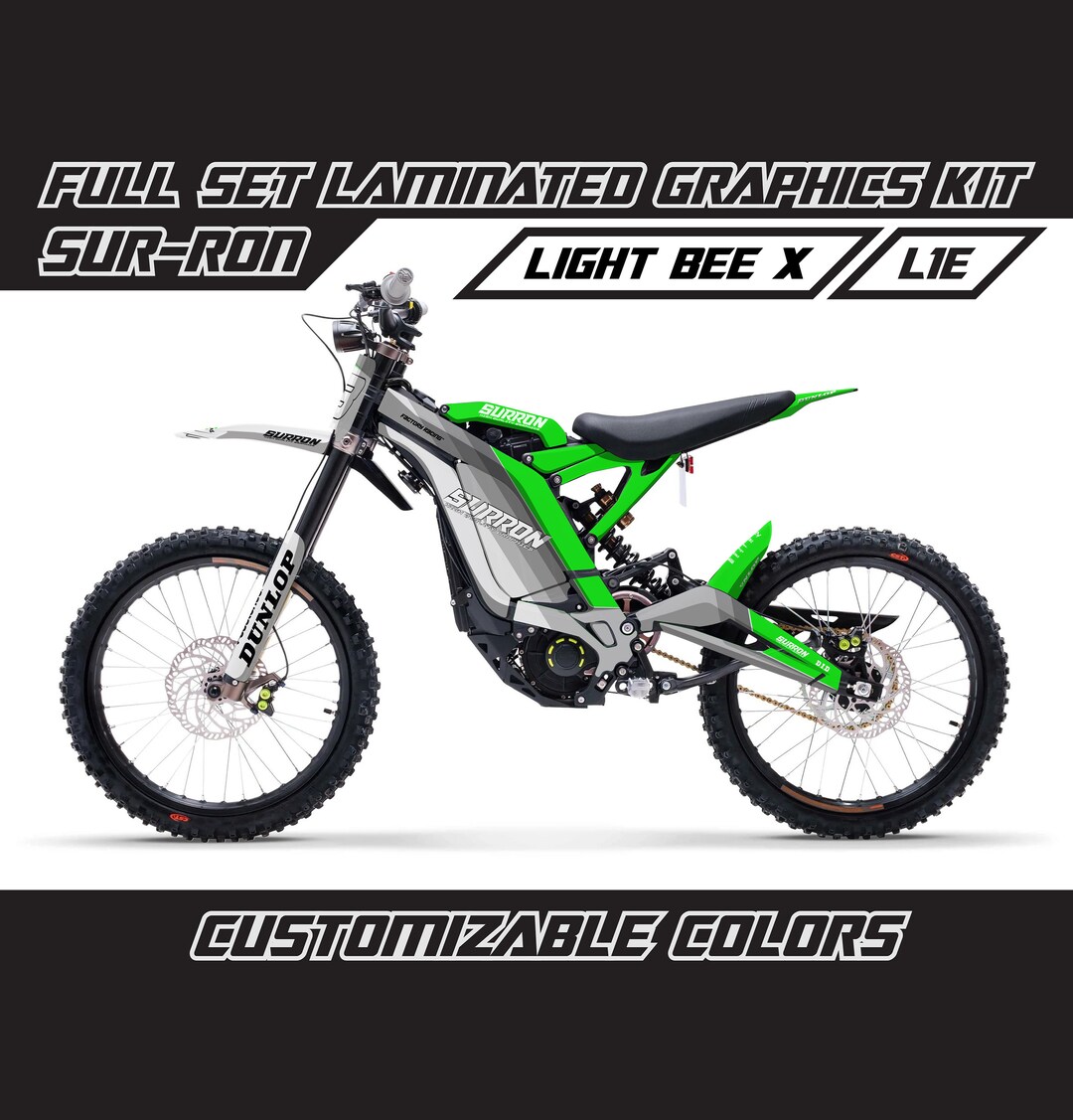 SUR RON Lines Green Gray Full Graphics Kit Gloss or Matte Surron ...