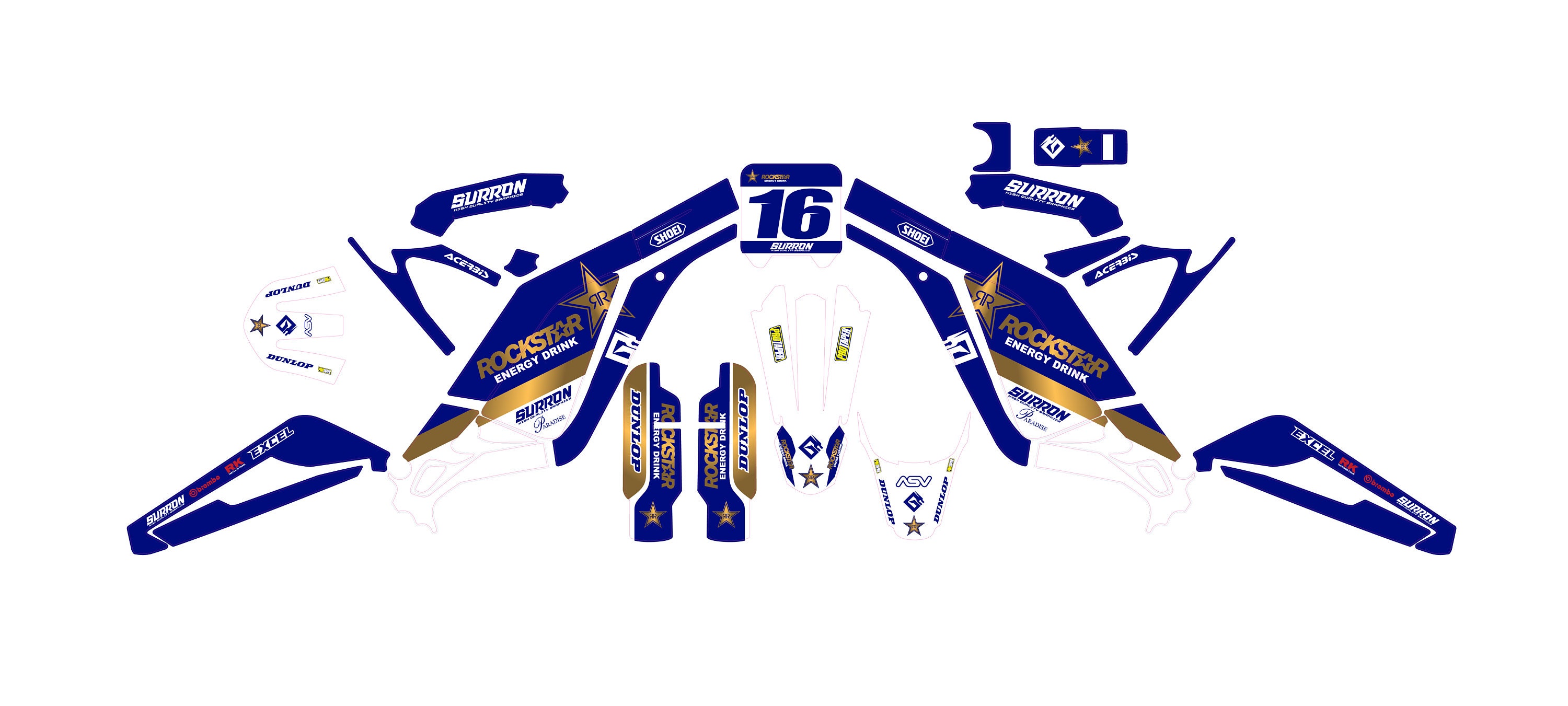 SUR RON Light Bee X Graphics Kit - Rockstar Blue Full Decal Wrap Vinyl ...