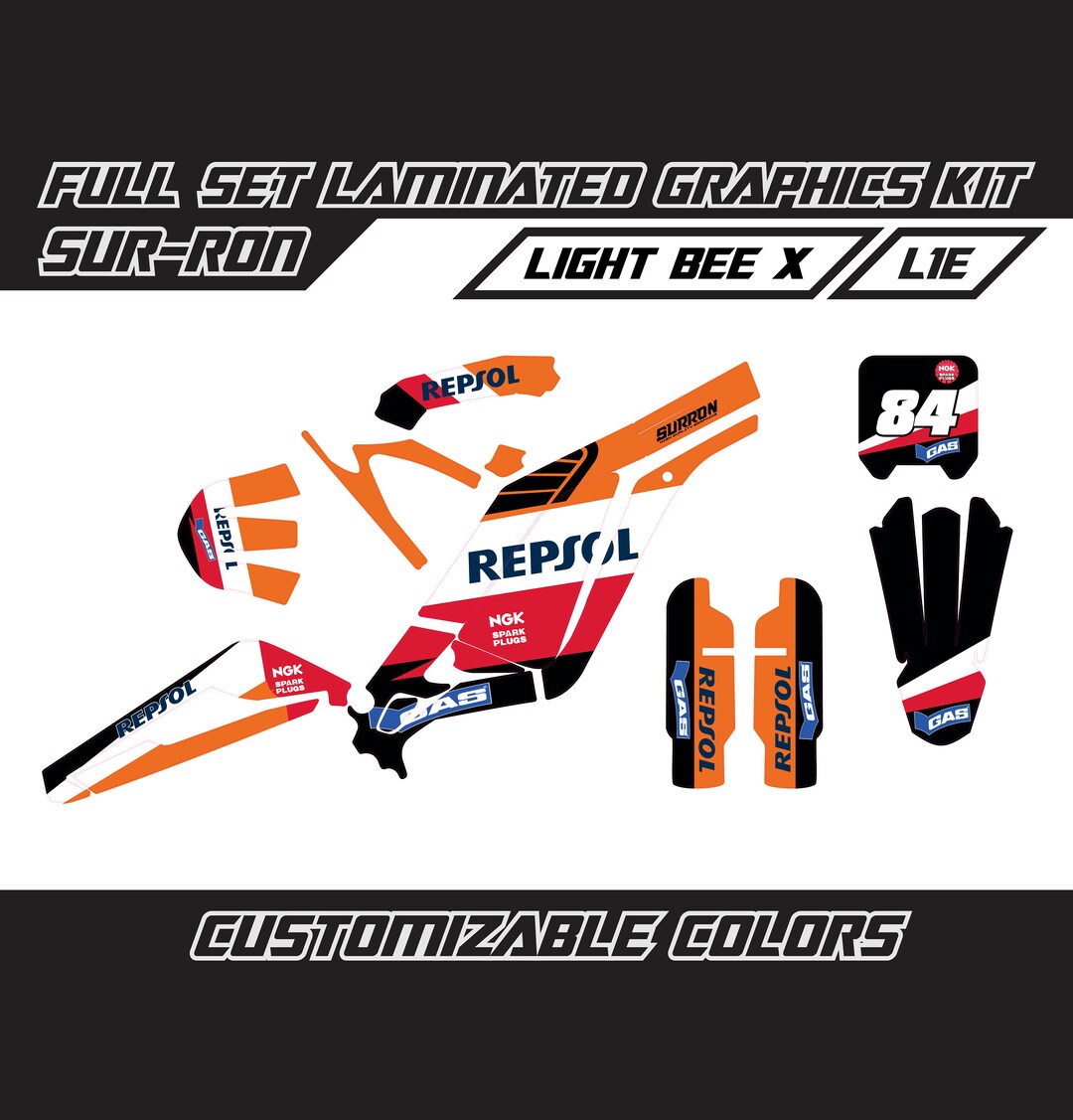SUR RON Moto Repsol GP Full Graphics Kit Gloss or Matte Surron ...