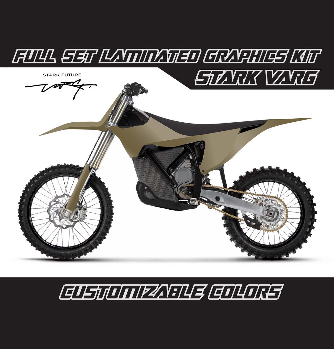 STARK VARG Graphics Kit - Full Army Brown Solid Color Change Gloss or ...