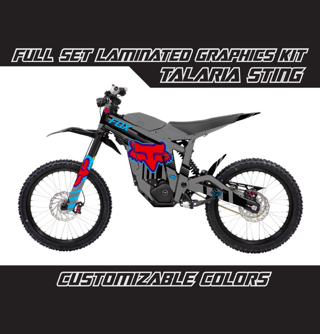 TALARIA STING Fox Full Graphics Kit Gloss or Matte Laminated Bubble ...