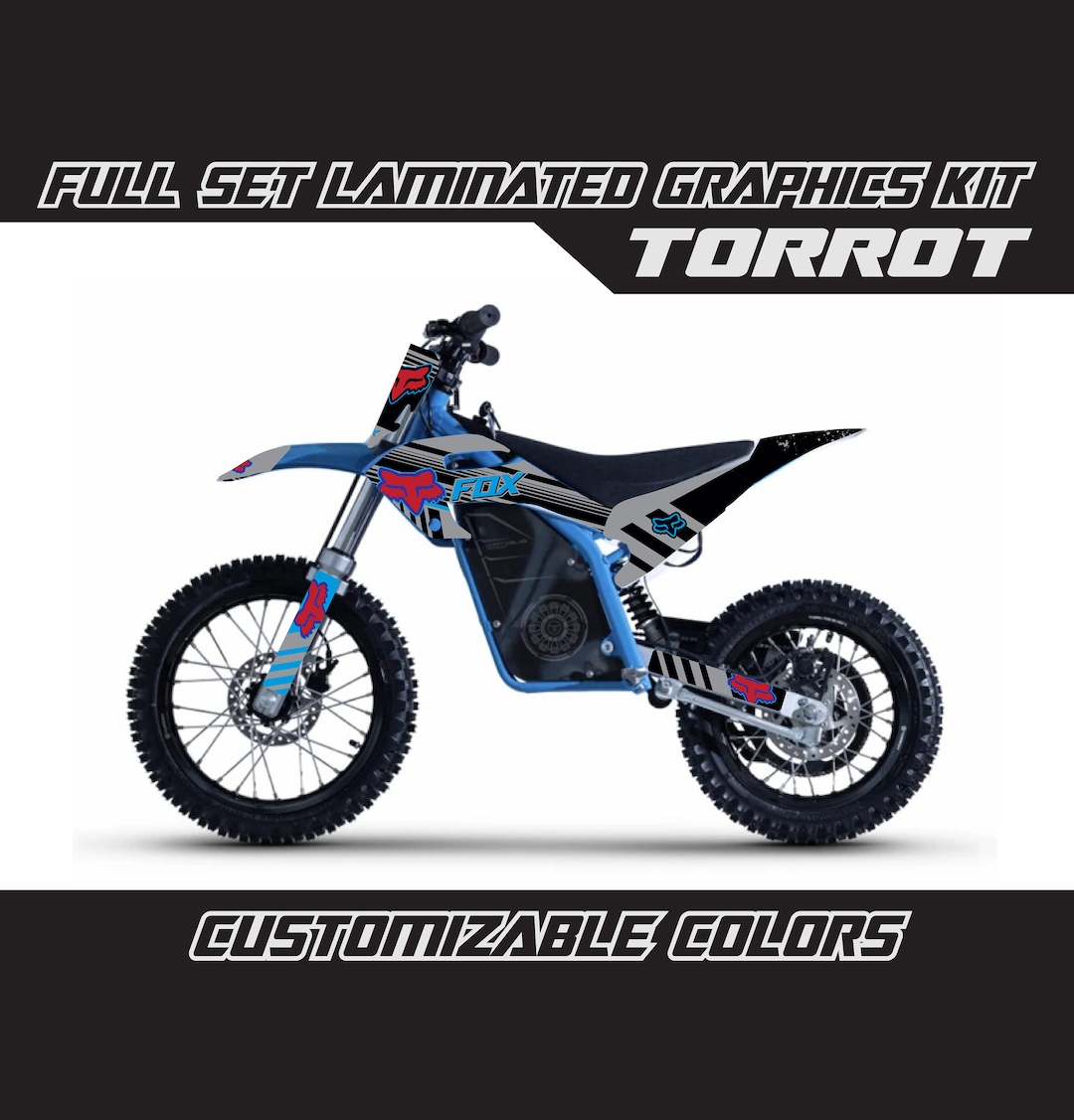 Torrot Fox Gray Red Full Graphics Kit Gloss or Matte Laminated Bubble ...