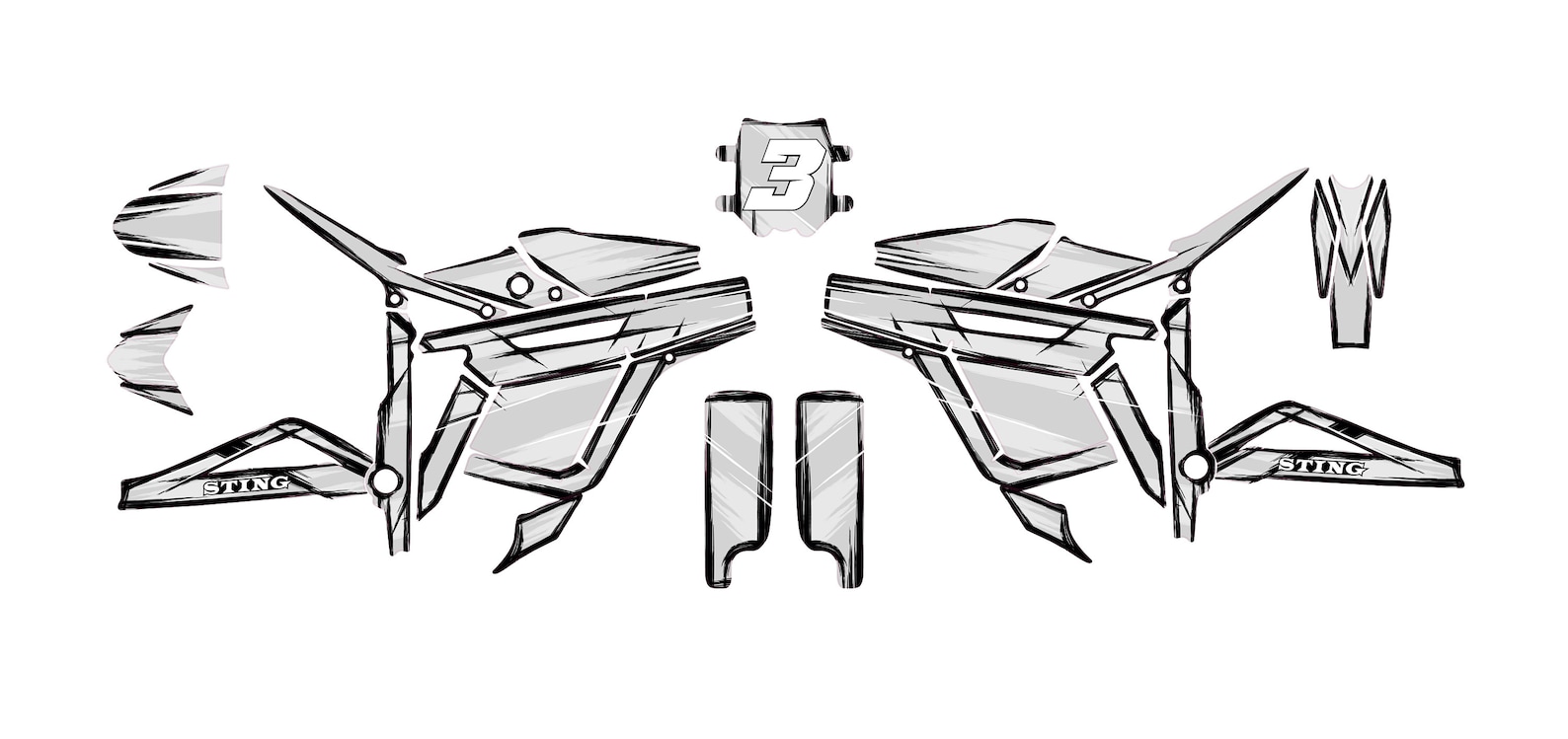 TALARIA STING Cartoon Animated White Gray Full Graphics Kit Gloss or ...