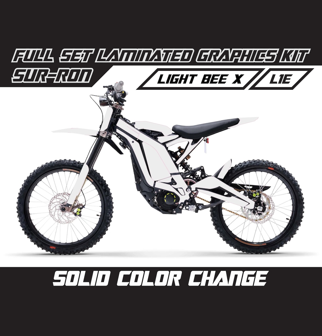 SUR RON Light Bee X Graphics Kit - White Color Full Decal Wrap Vinyl ...