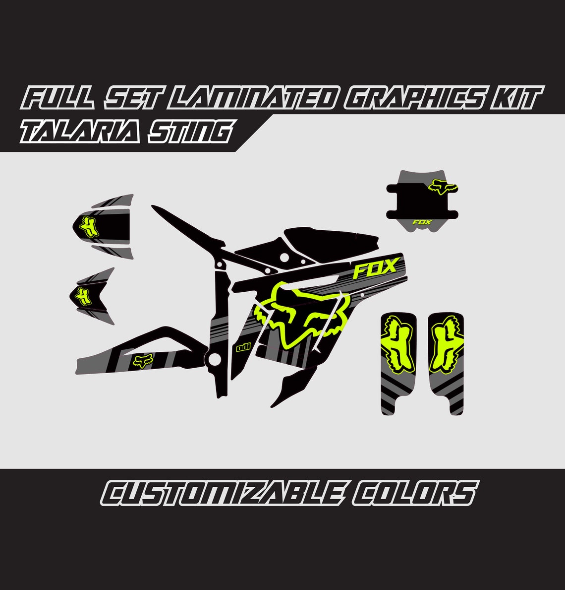 TALARIA STING Fox Fluo Yellow Full Graphics Kit Gloss or Matte ...