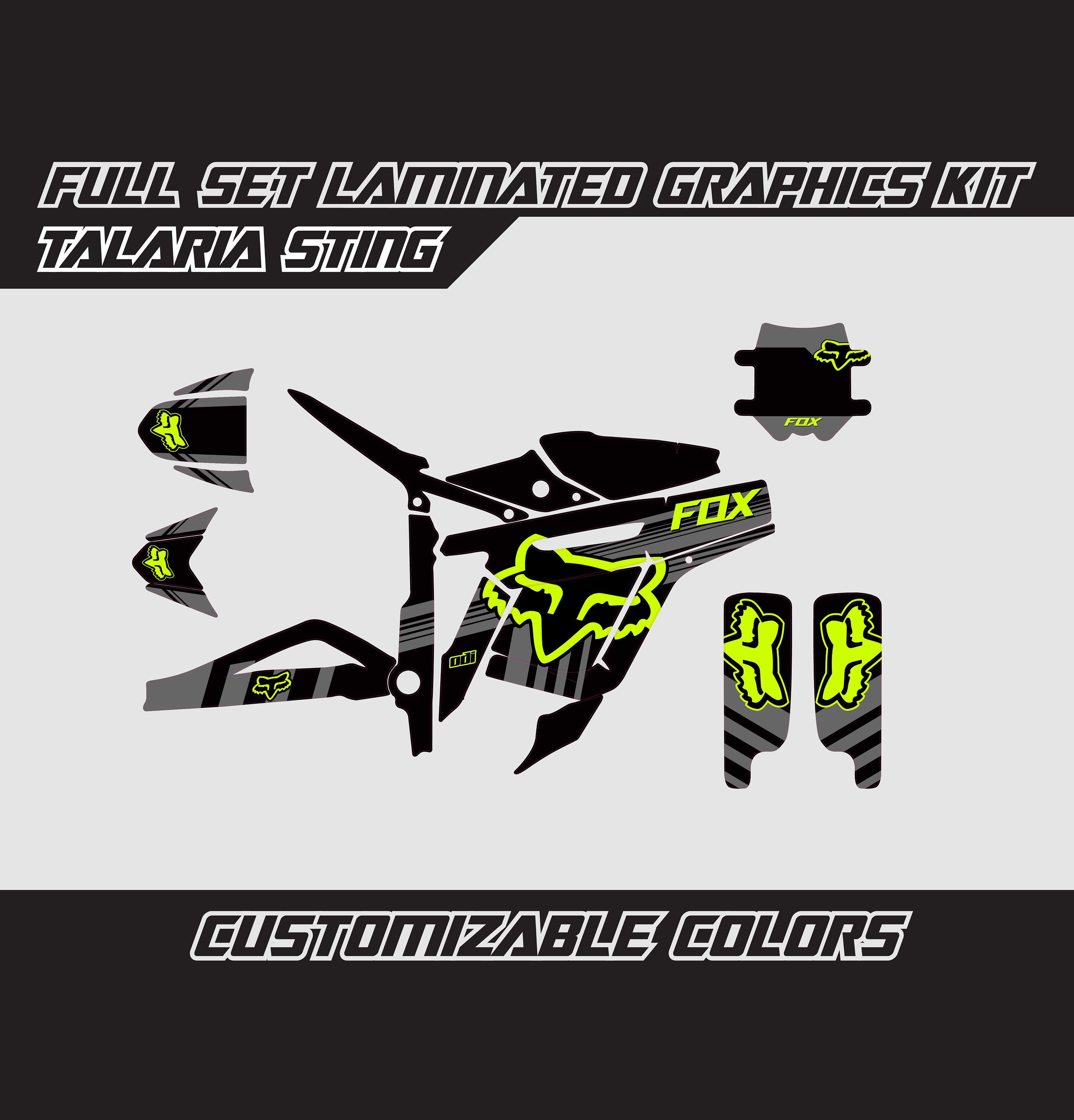 TALARIA STING Fox Fluo Yellow Full Graphics Kit Gloss or Matte ...