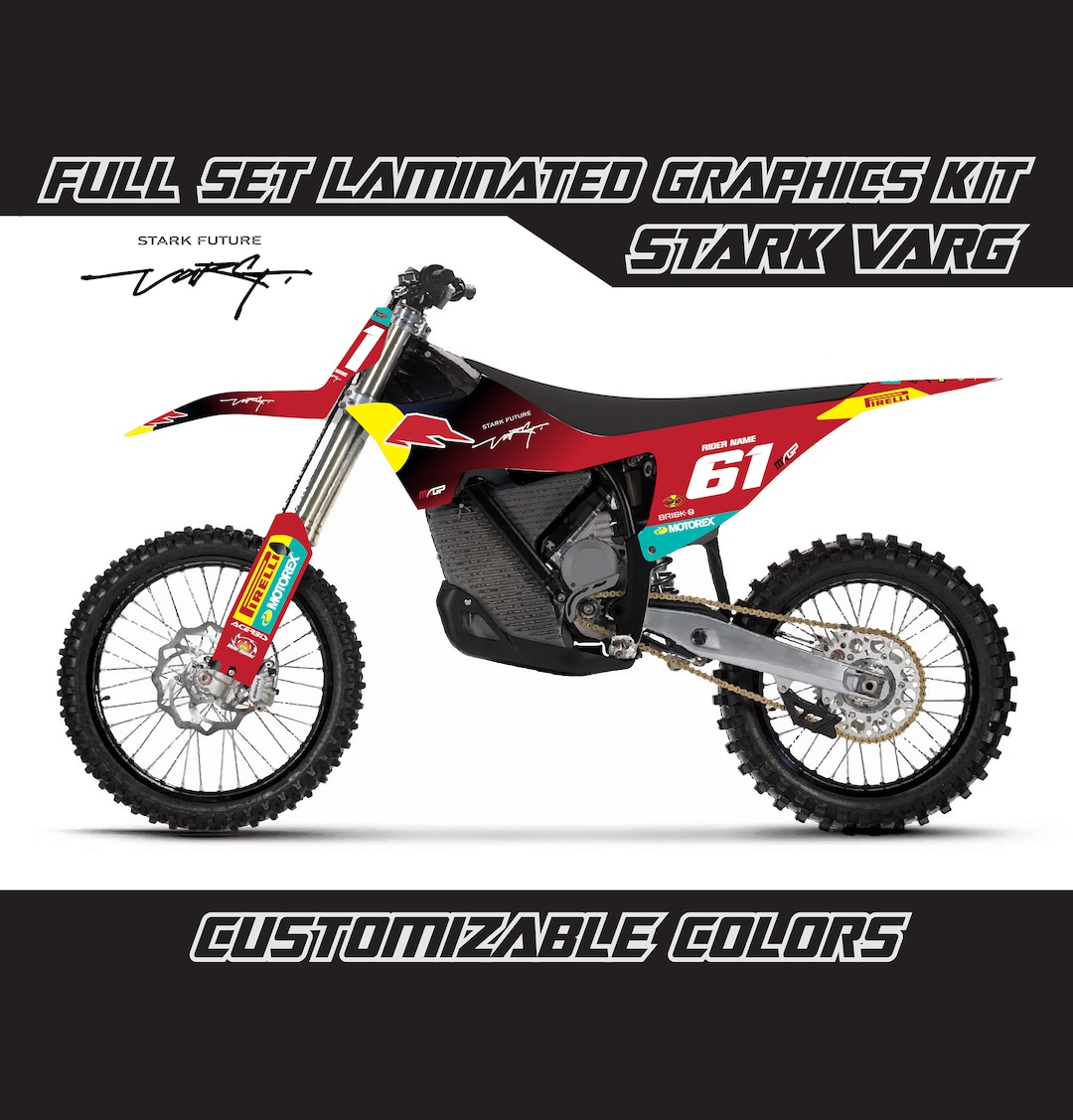 STARK VARG Red Factory Team Full Graphics Bull Kit Gloss or Matte ...