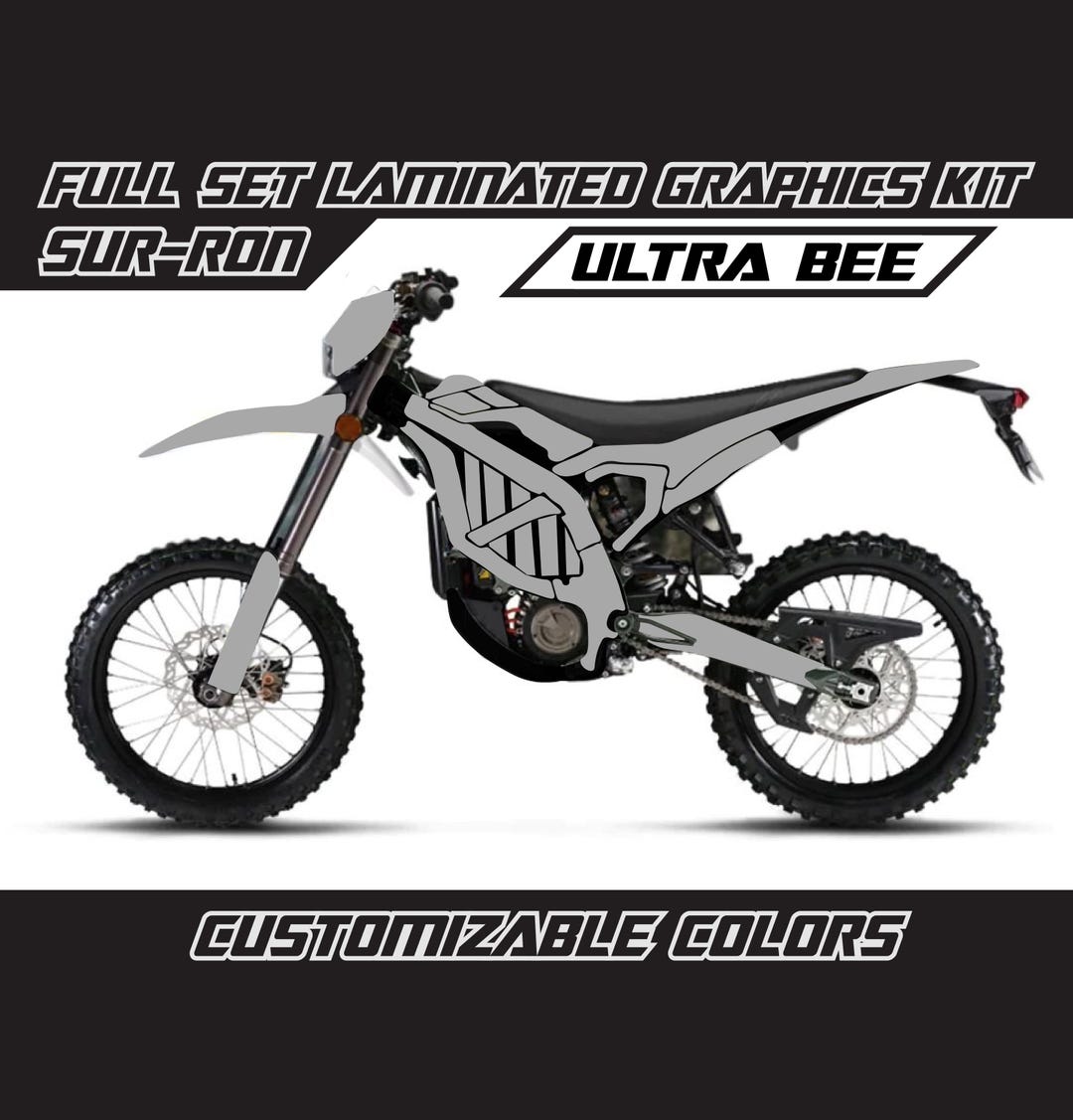 Sur Ron Ultra Bee - Gray Solid Full Color Graphics Kit Gloss or Matte ...