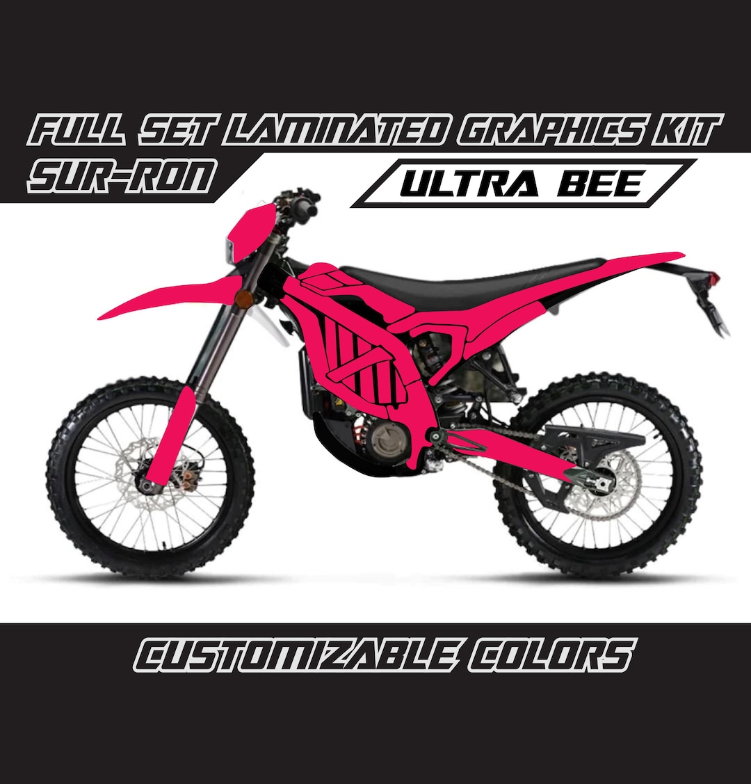 Sur Ron Ultra Bee - Pink Solid Full Color Graphics Kit Gloss or Matte ...