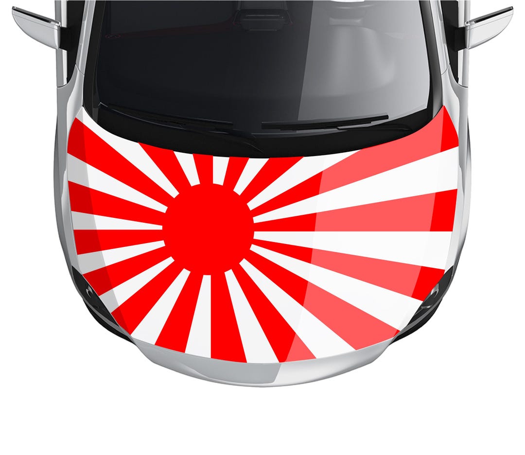 Universal Car Hood Japan JDM Rising Sun Red White Flag Vinyl Decal ...