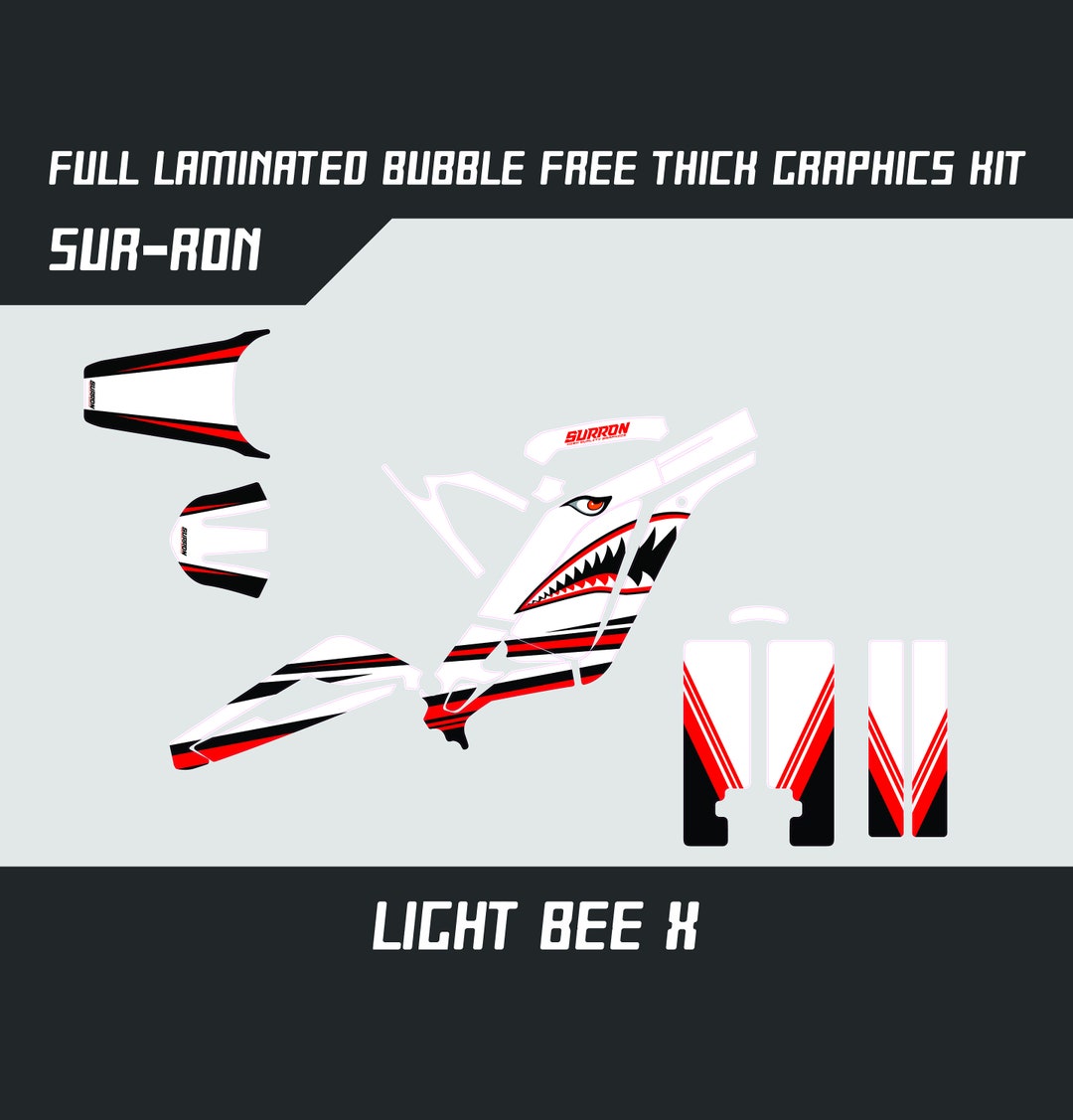 SUR RON Shark Full Graphics Kit Gloss or Matte Surron Laminated Bubble ...