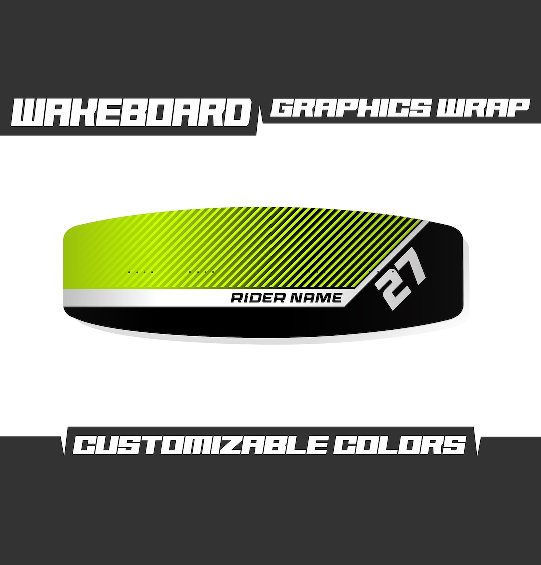 Wakeboard Lime Green Custom Graphics Kit Sticker Skin Design Wrap Decal ...
