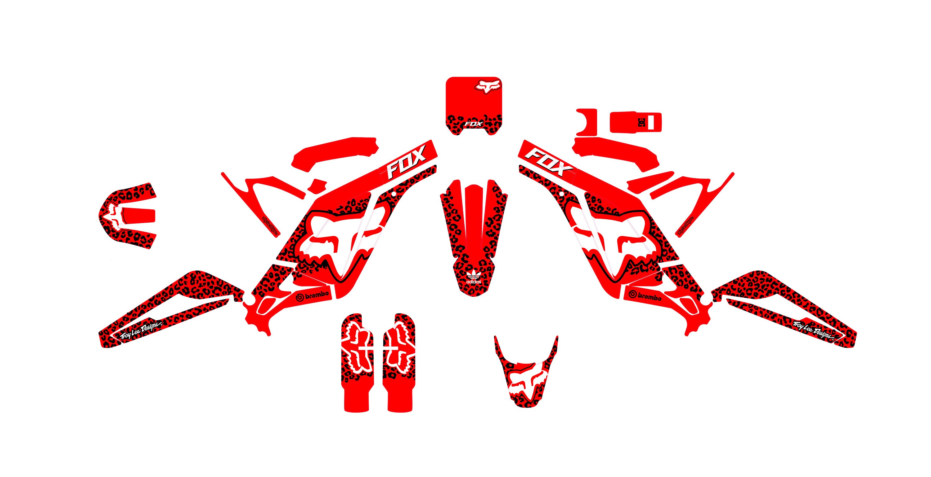 SUR RON Fox Red Leopard Full Graphics Kit Gloss or Matte Cheetah Surron ...